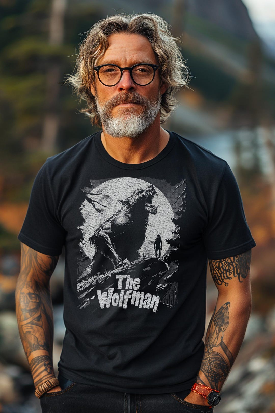 The Wolfman Retro T-shirt – Vintage 1940s Horror Movie Werewolf Design ...
