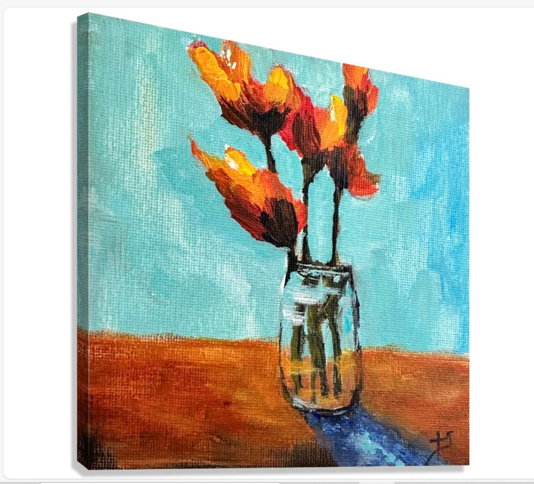 Impressionist Vase of Flowers Contemporary Florals Kitchen - Etsy