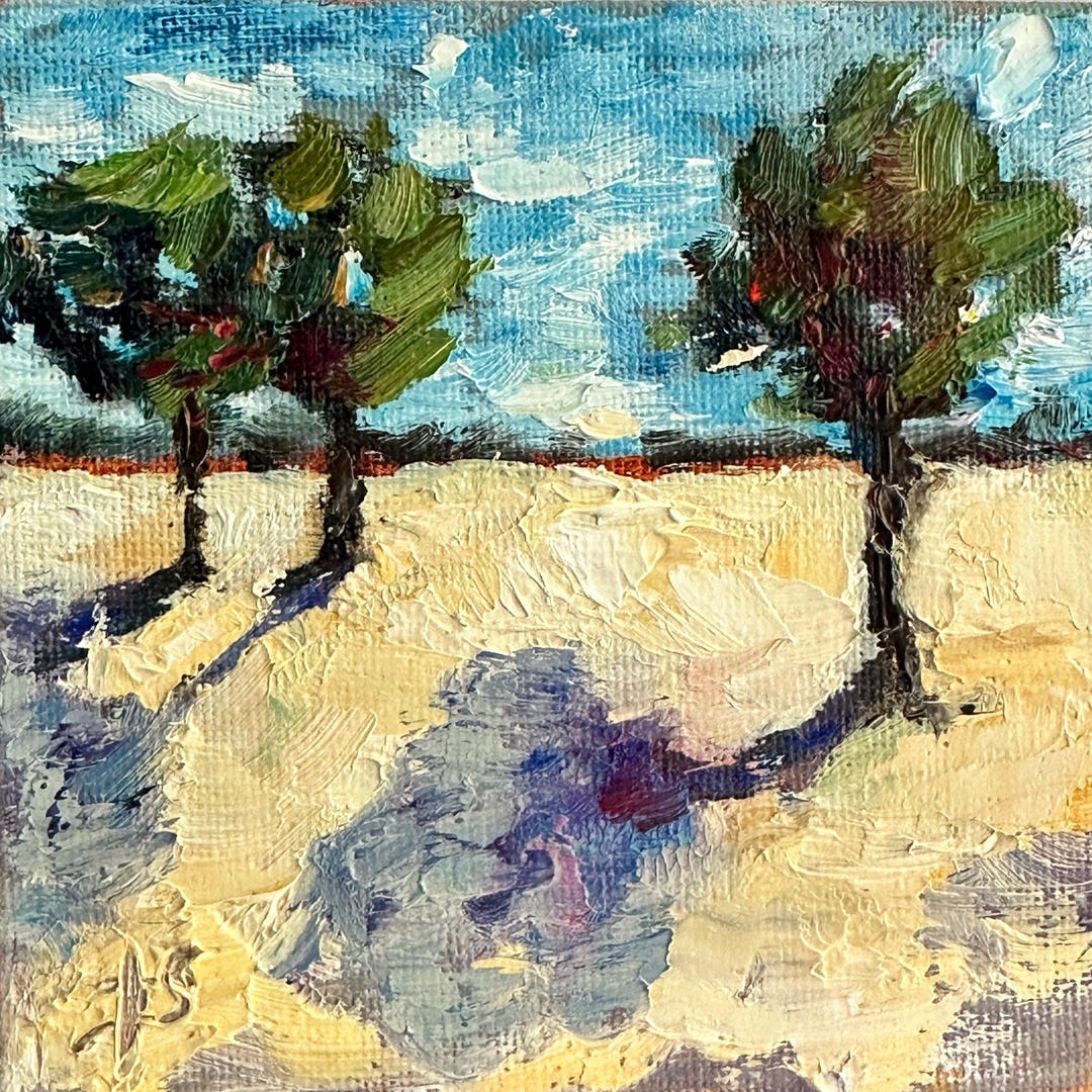 Impasto Tree Oil Painting: Original Art on 4" Panel - Etsy