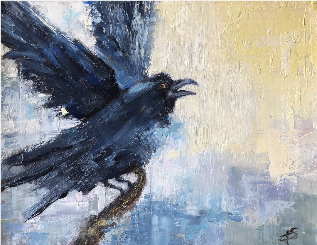 Abstract Raven Painting, Halloween Fine Print of Original by T. Sutton ...