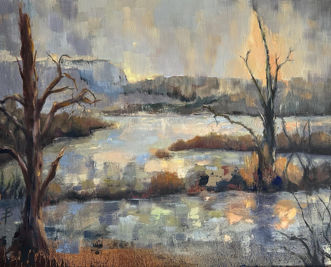 Abstract Swamp Landscape Giclee Print: Modern Impressionist Marsh Art ...
