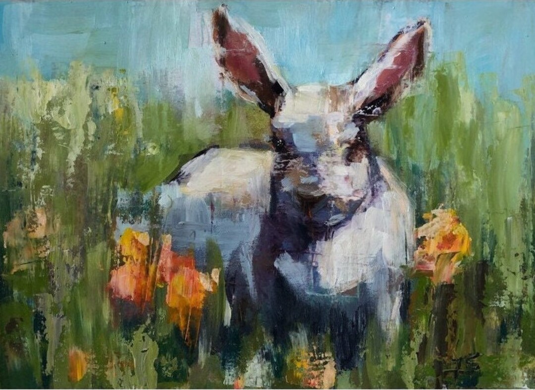 Abstract Bunny Painting, Impressionist Rabbit, Expressionist Bunny ...