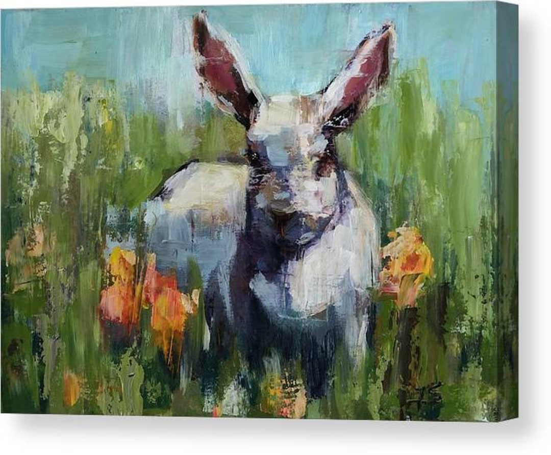 Abstract Bunny Painting Impressionist Rabbit Expressionist - Etsy