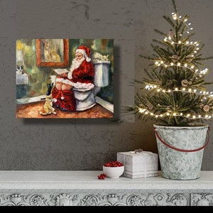 Santa Claus on the Toilet With Cats, Giclee Prints by T Sutton, Potty ...