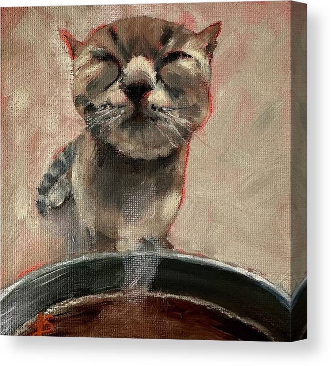 Coffee Cat Art, Giclee Canvas or Print of Original by T. Sutton Art ...