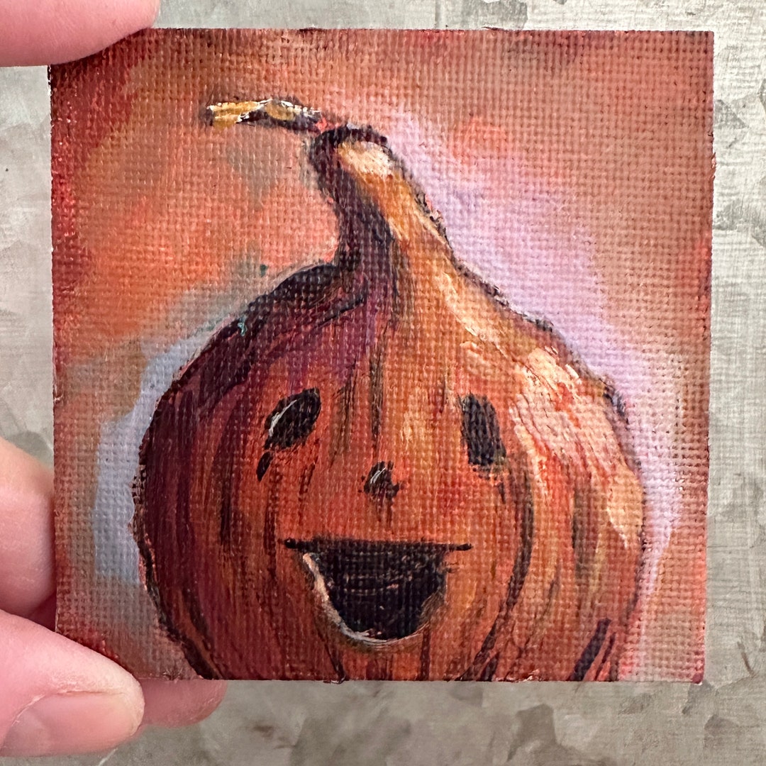 Tiny ORIGINAL Gourd Acrylic Painting by T. Sutton, 3 Panel Fridge ...