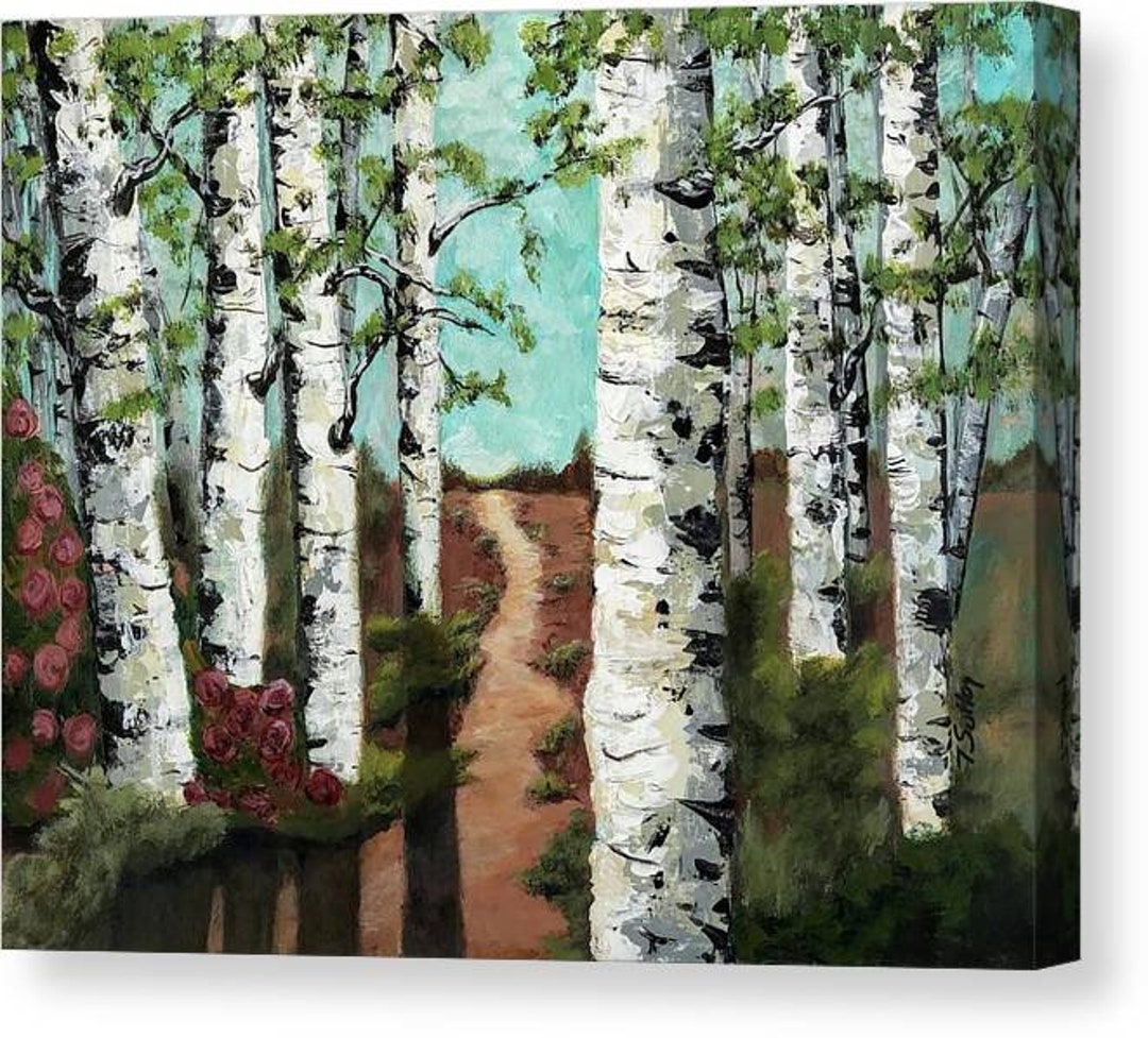 Spring Birch Trees Painting Giclee Canvas or Prints by T. - Etsy