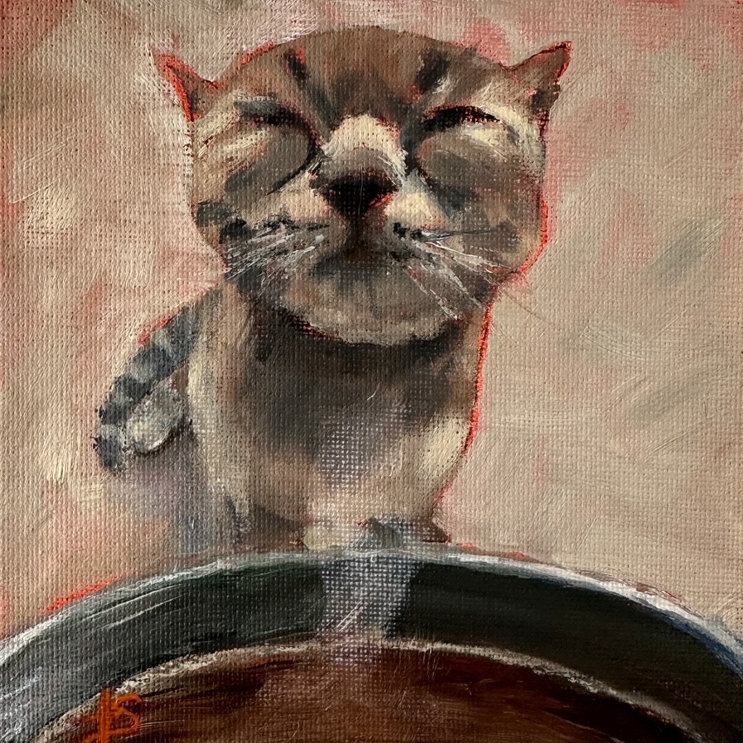 Coffee Cat Art, Giclee Canvas or Print of Original by T. Sutton Art ...