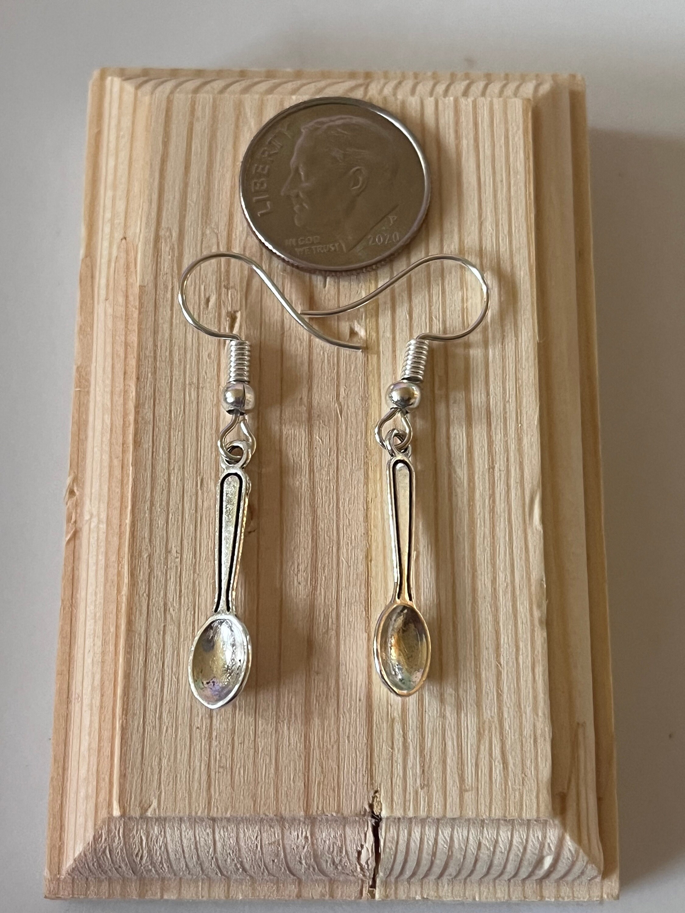 Silver Spoon Earrings, Spoon Charms, Dangle Earrings, Culinary Arts ...