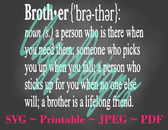 Brother Definition SVG Brother Printable Brother Sign - Etsy