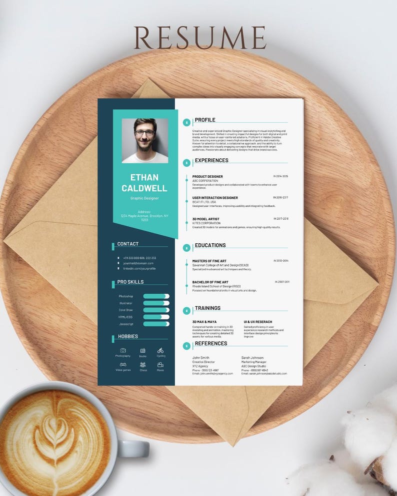 Modern Graphic Designer Resume Template + Bonus Matching Business Card ...