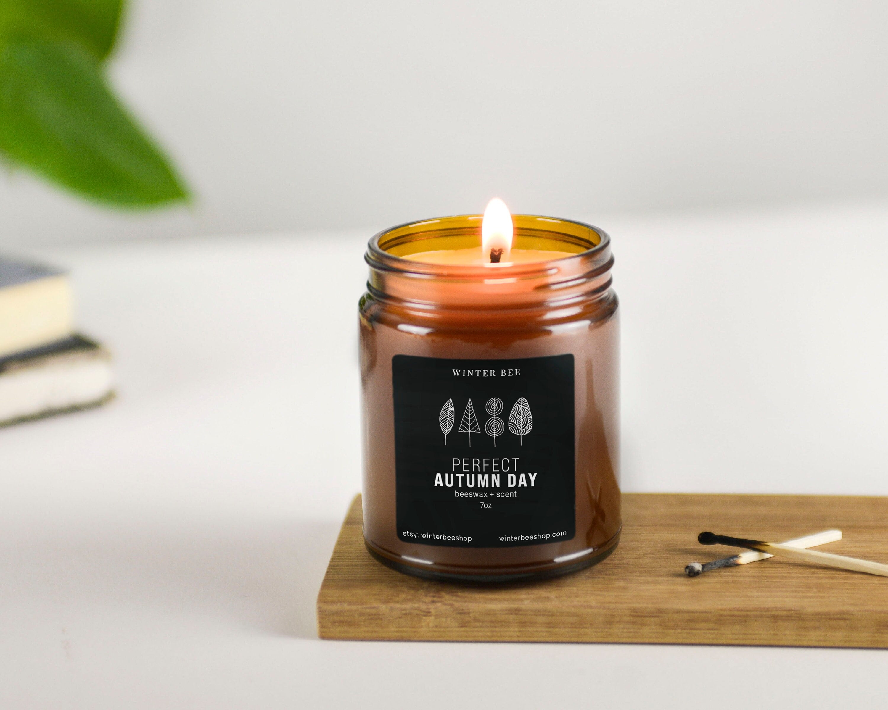 Perfect Autumn Day Scented Beeswax Candles in Amber Glass Fall Scent Etsy Ireland