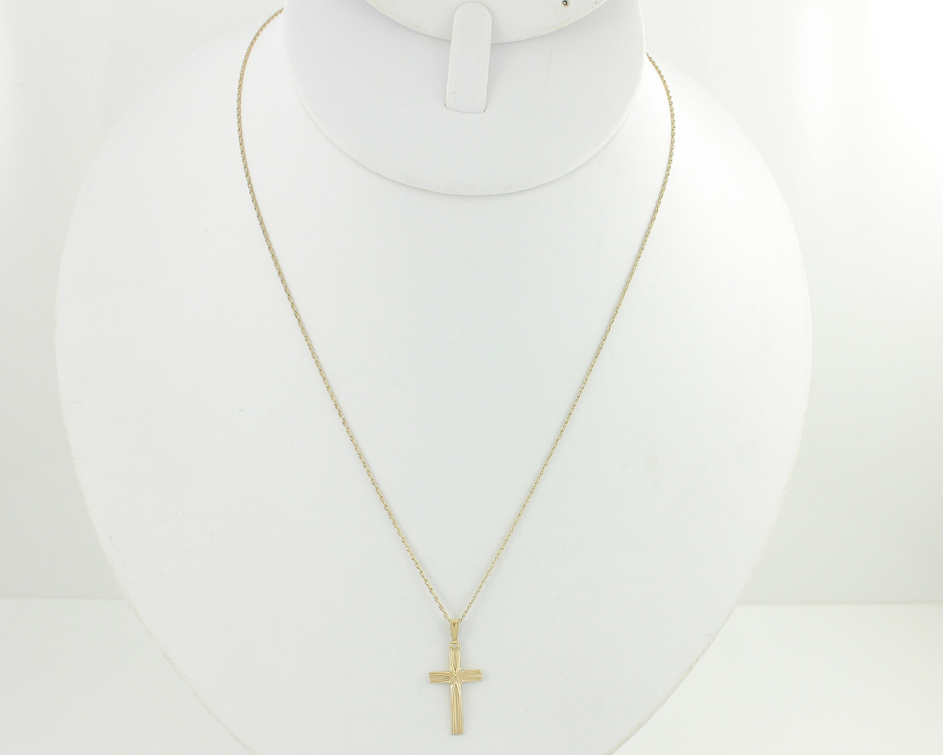 Vintage 14K Gold Fill Embossed Cross Pendant Necklace, Dainty 14K ...