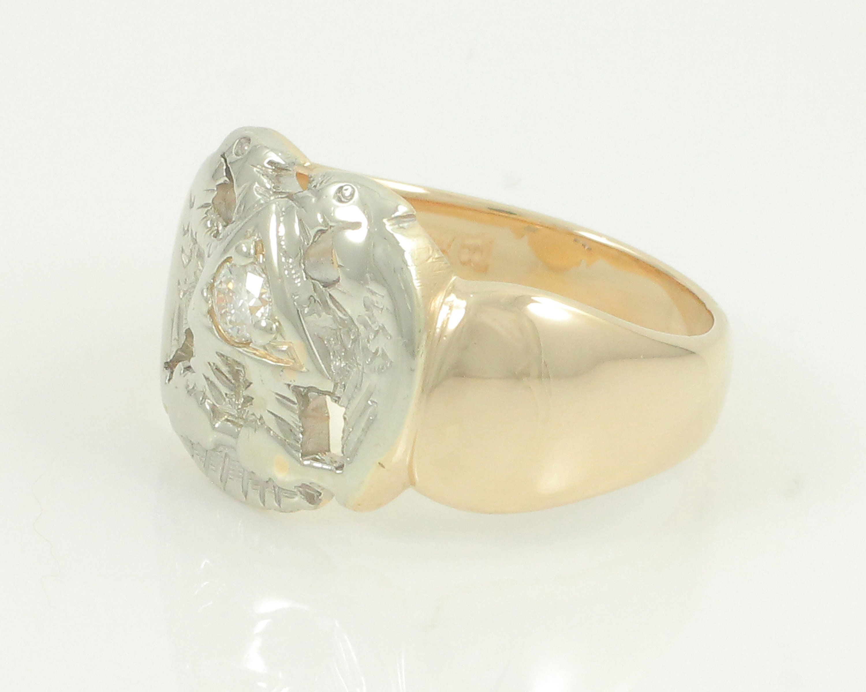 Vintage 32nd Degree Scottish Rite Master Mason 14K Diamond Ring, 14K ...