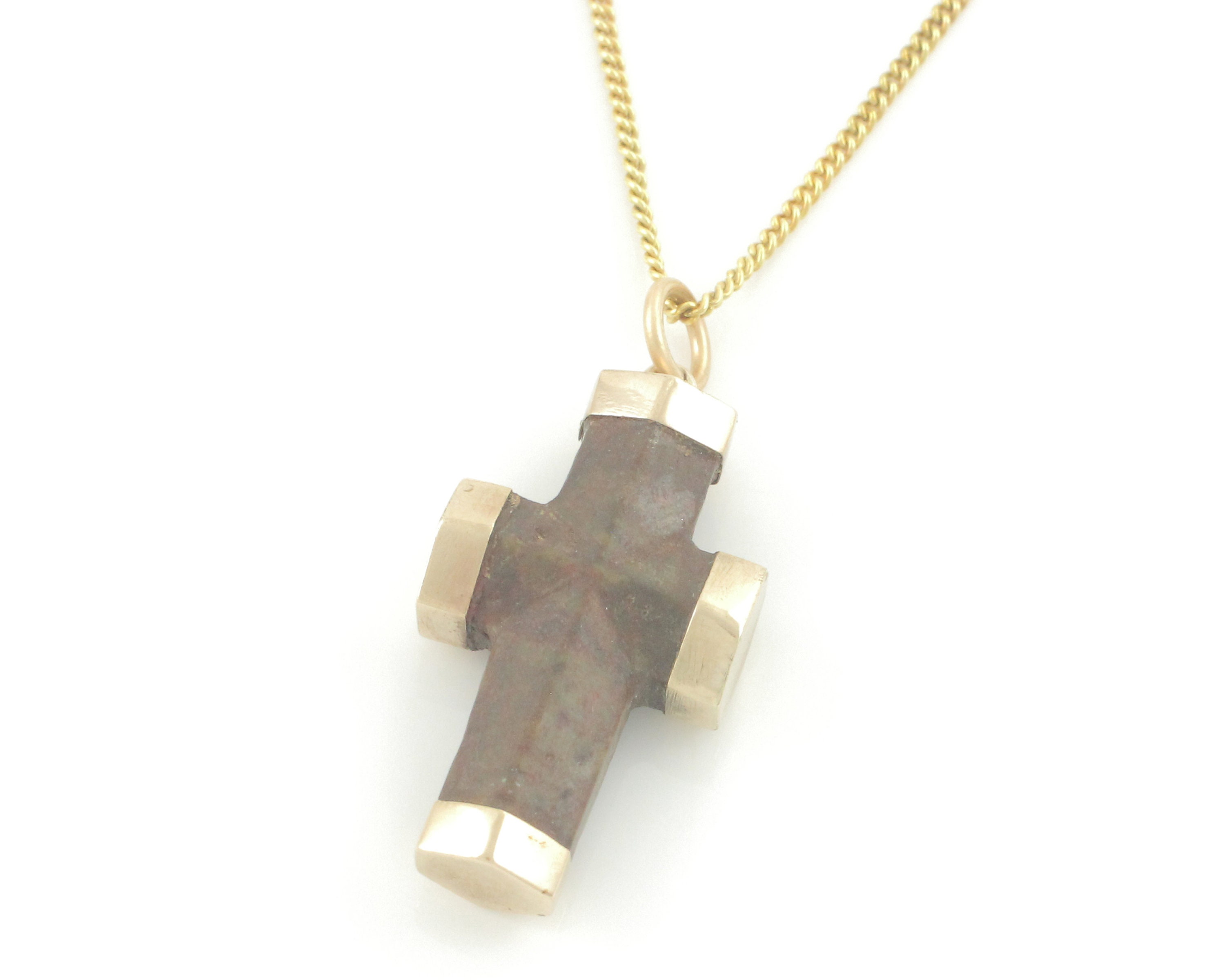Victorian Staurolite Cross 14K Gold Filled Pendant Necklace, Antique ...