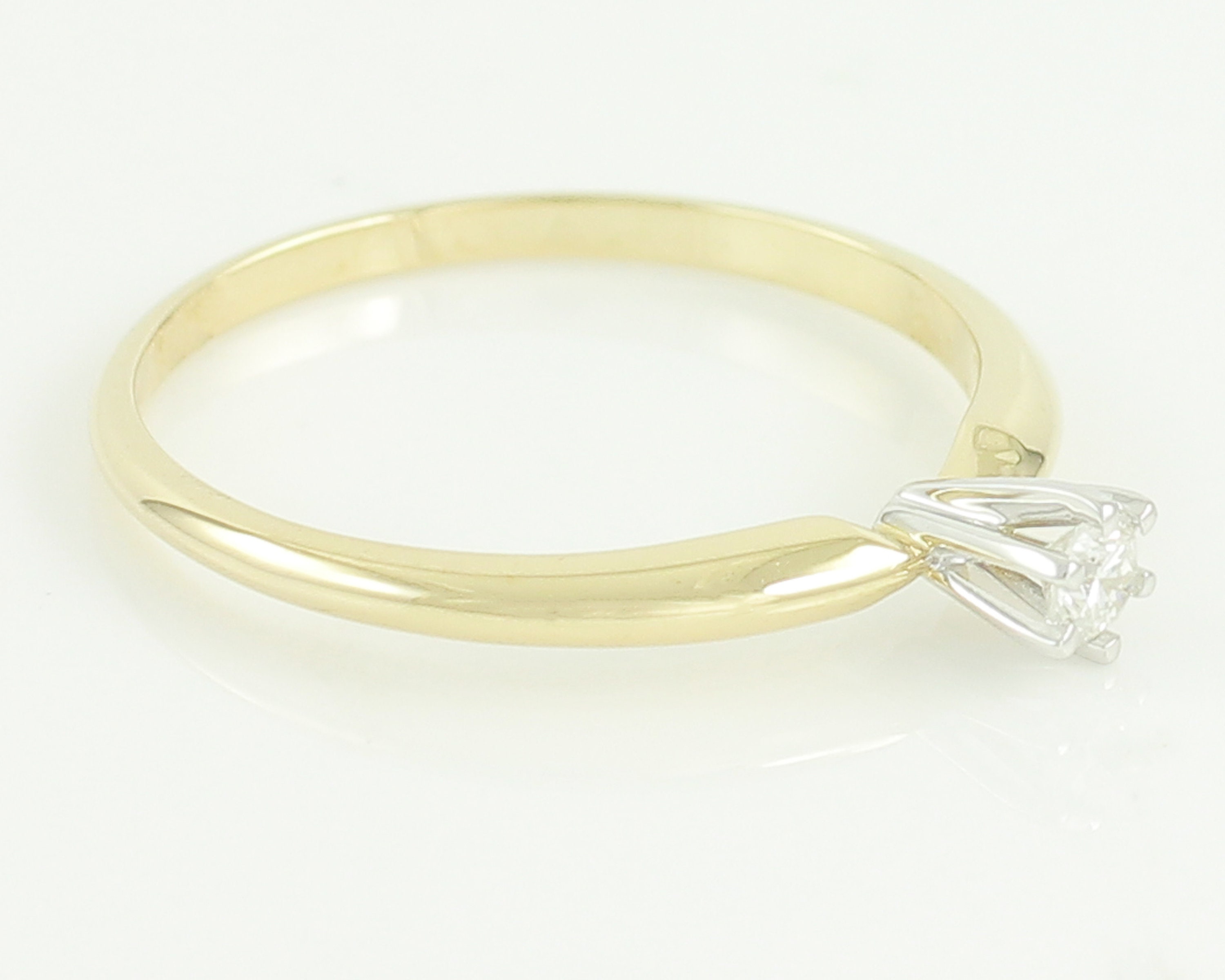 14K Gold .12 CT Diamond Engagement Ring - Solitaire Promise Ring - I3 G ...