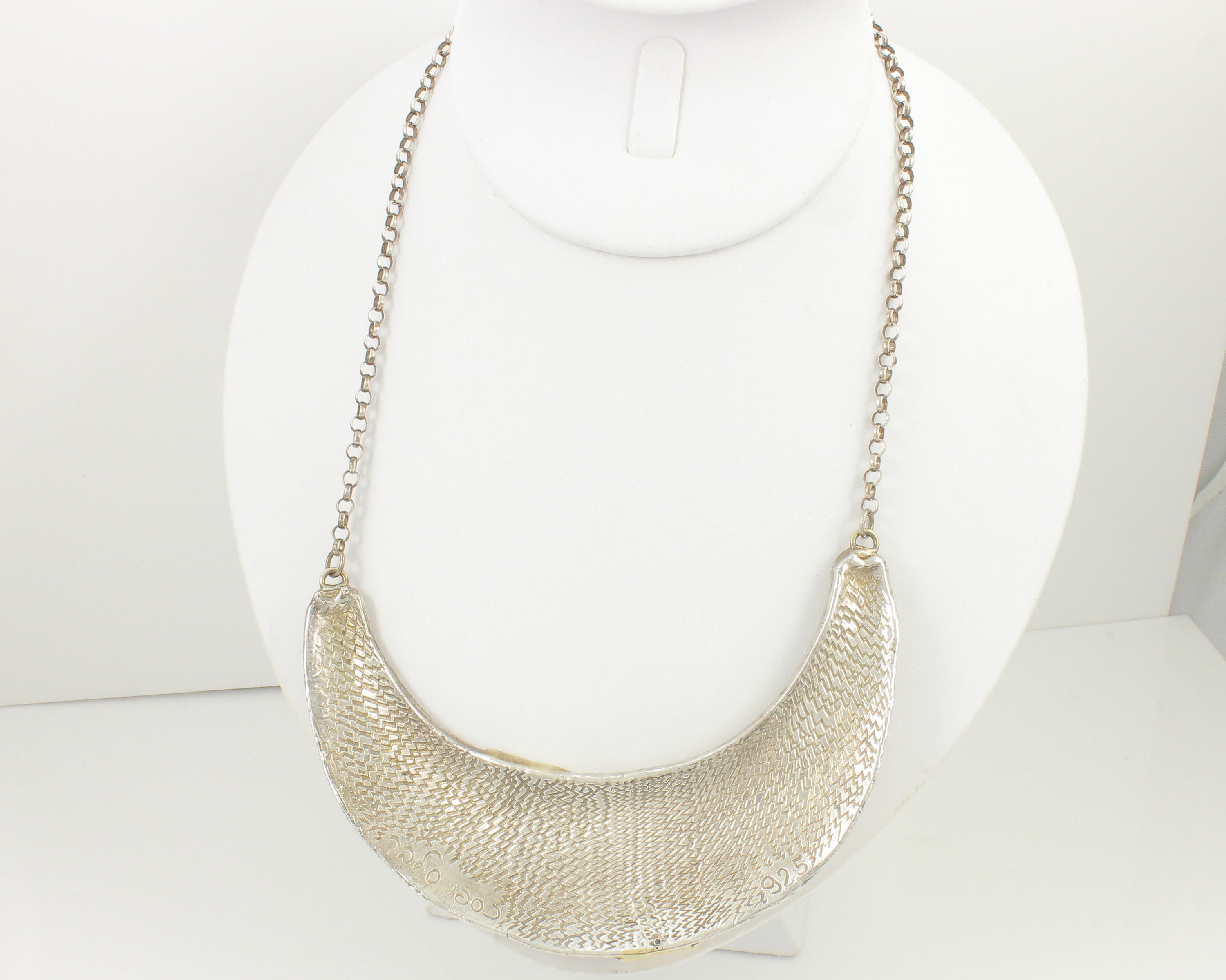 Vintage Electroform Sterling Vermeil Crescent Necklace, 925 Silver ... Vintage Electroform Sterling Vermeil Crescent Necklace, 925 Silver ...