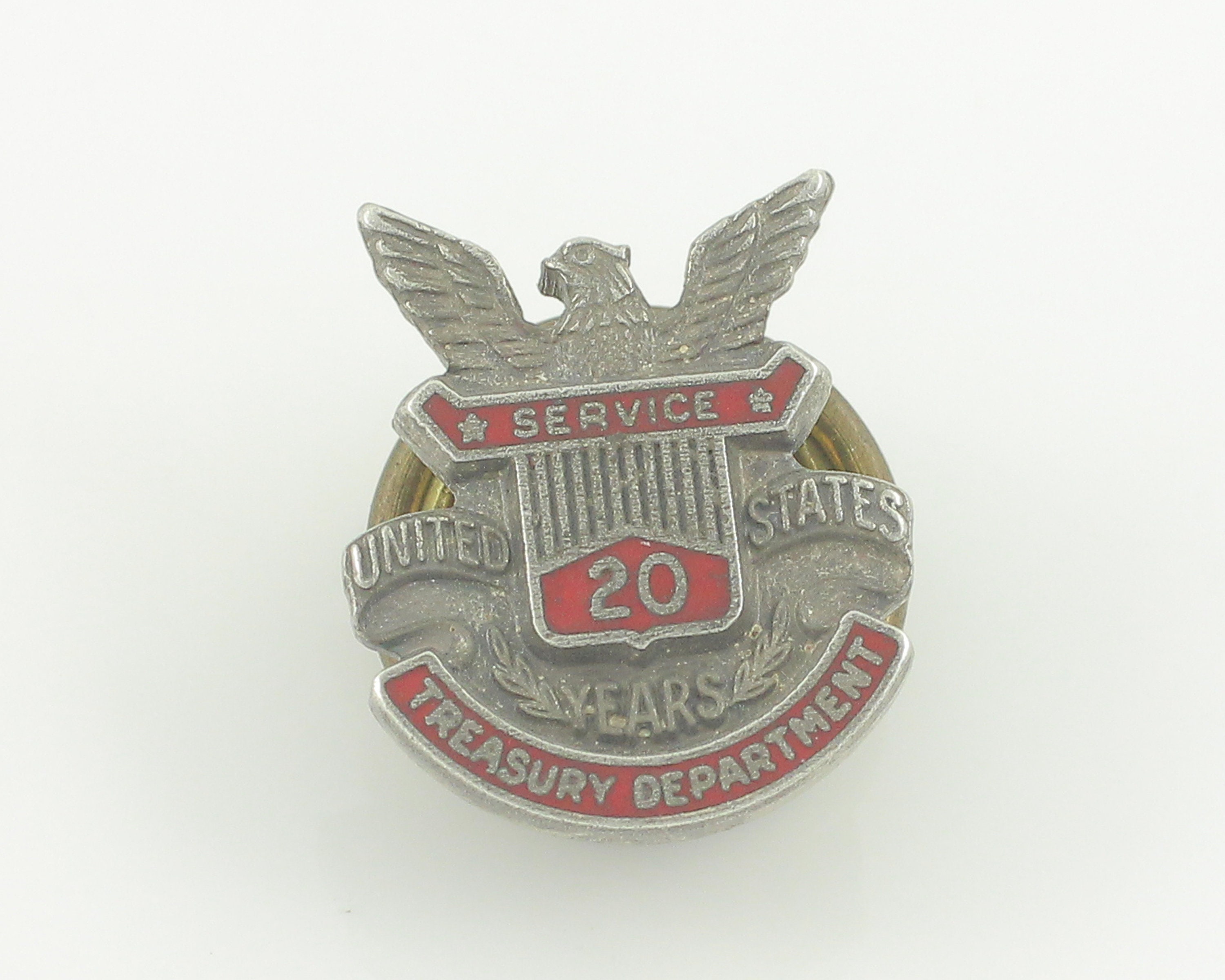 Vintage US Treasury Department 20 Year Service Award Lapel Pin, Wallace ...