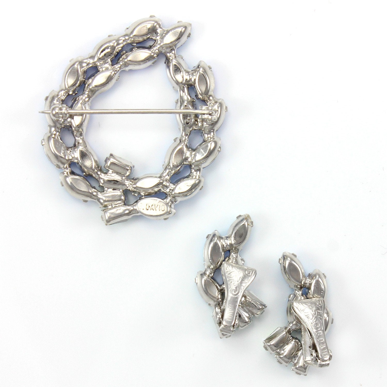 Vintage B. David Sapphire Blue Peridot Green Aurora Borealis Brooch Pin ...