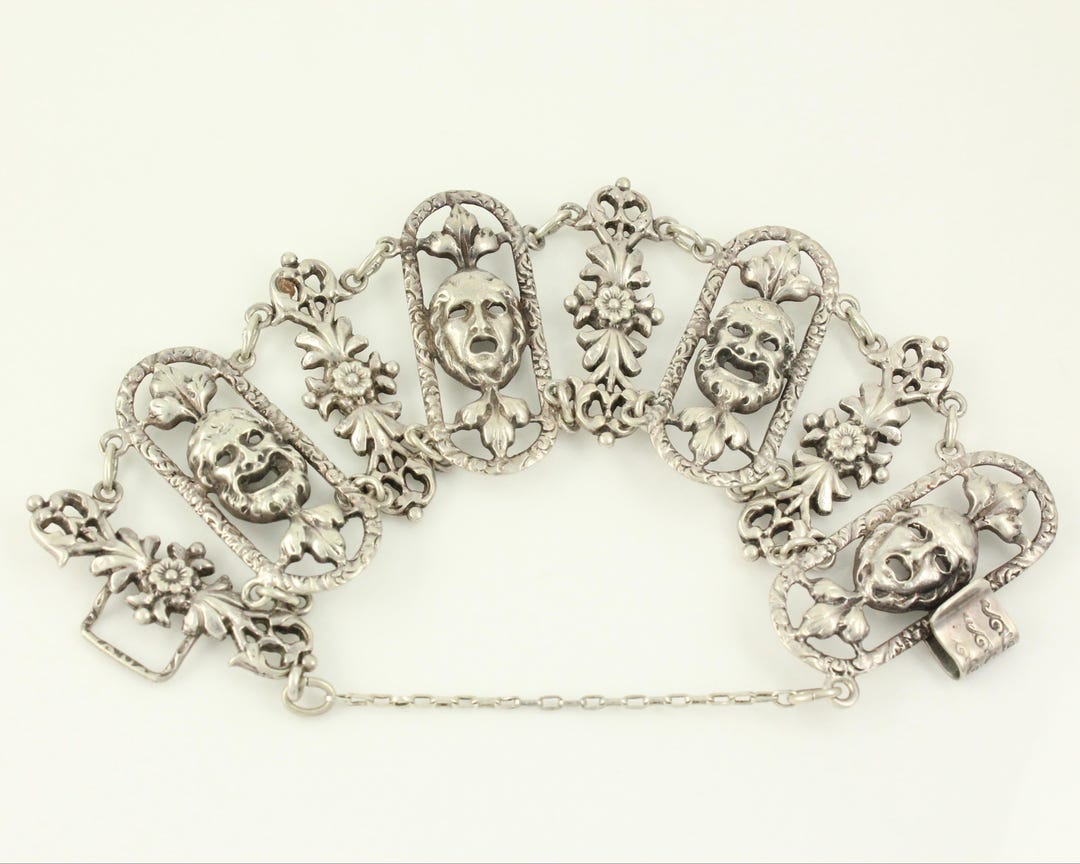 Vintage Cini Sterling Silver Mask Bracelet, Sterling Silver Cini Comedy ...