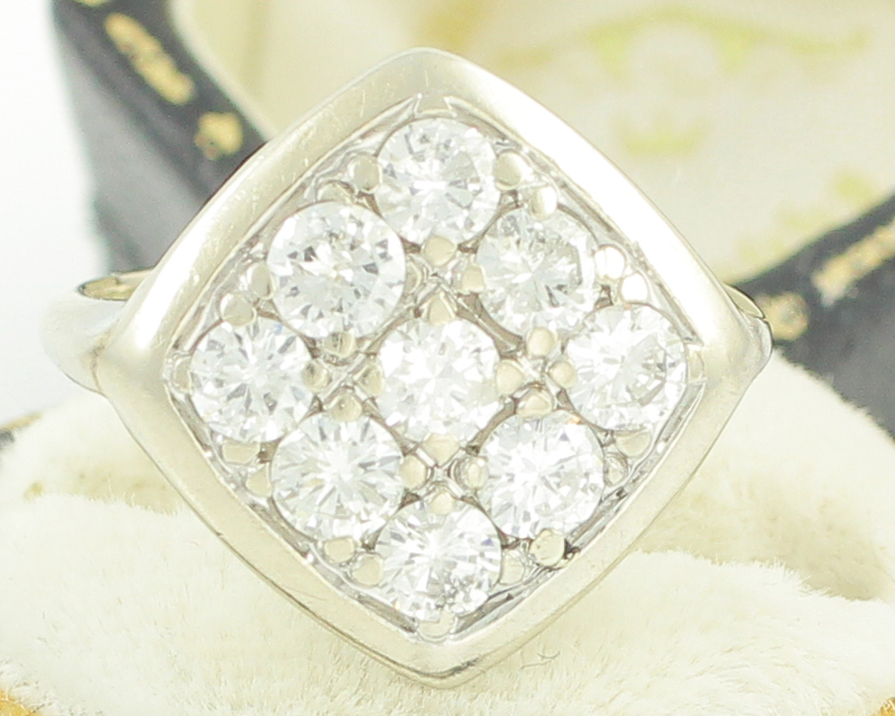 Vintage Diamond Cluster Ring 1.5 CT TW - Mid-Century 14K White Gold 9 ... Vintage Diamond Cluster Ring 1.5 CT TW - Mid-Century 14K White Gold 9 ...