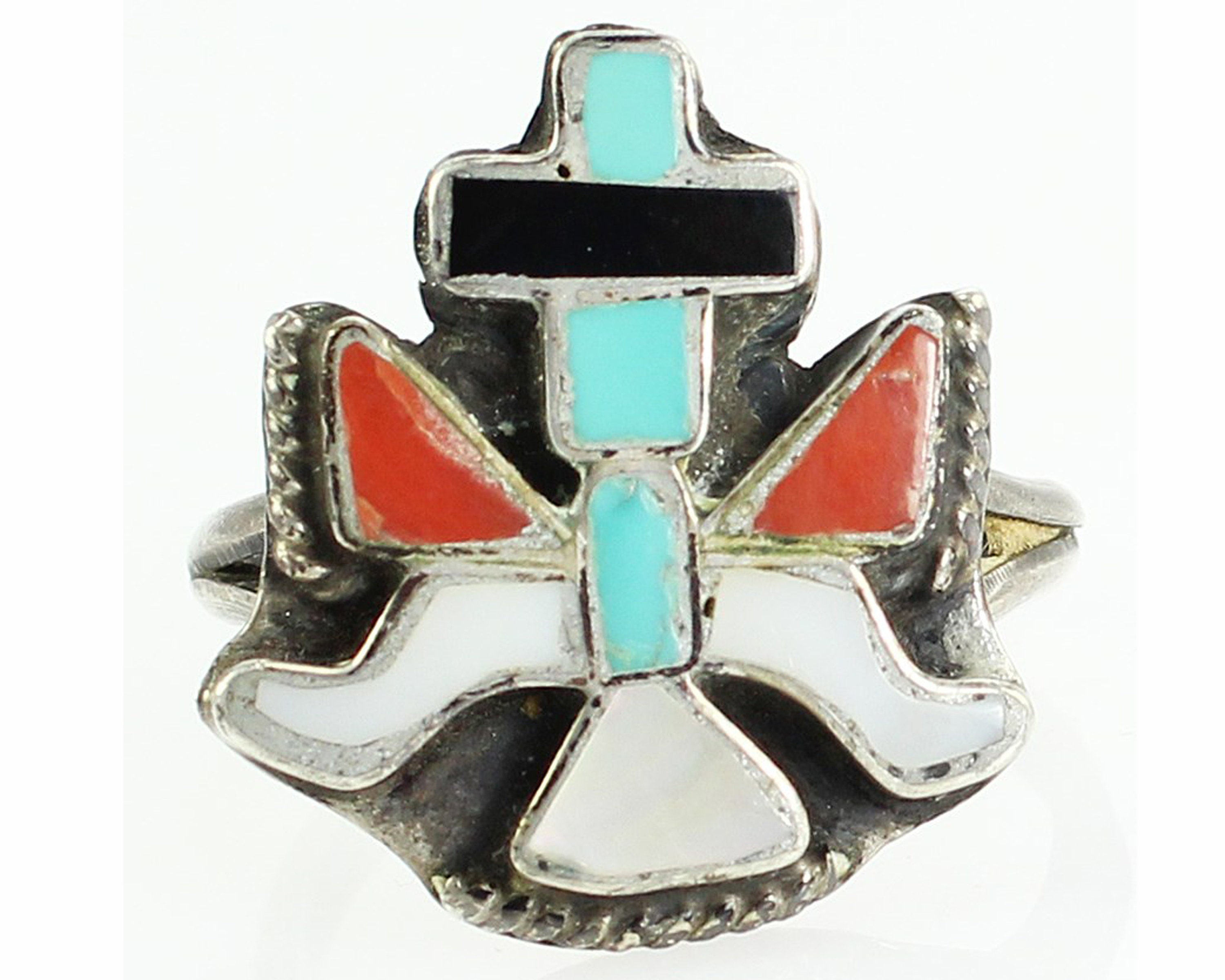 Sterling Knifewing Ring - Vintage Southwestern Ring Inlaid Turquoise ...