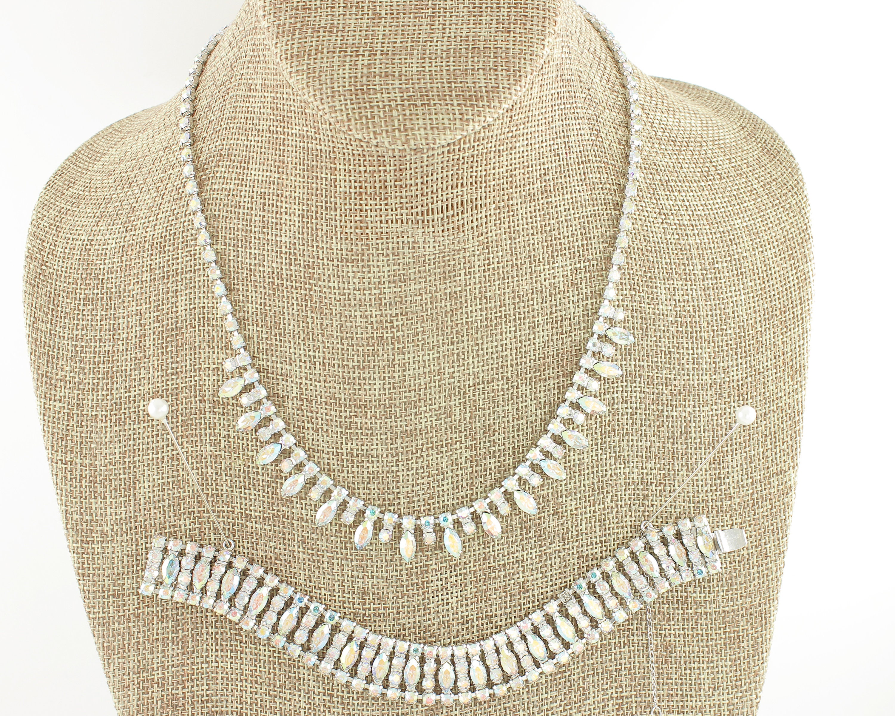 B David Rhinestone Choker Necklace and Bracelet - Vintage Aurora ...