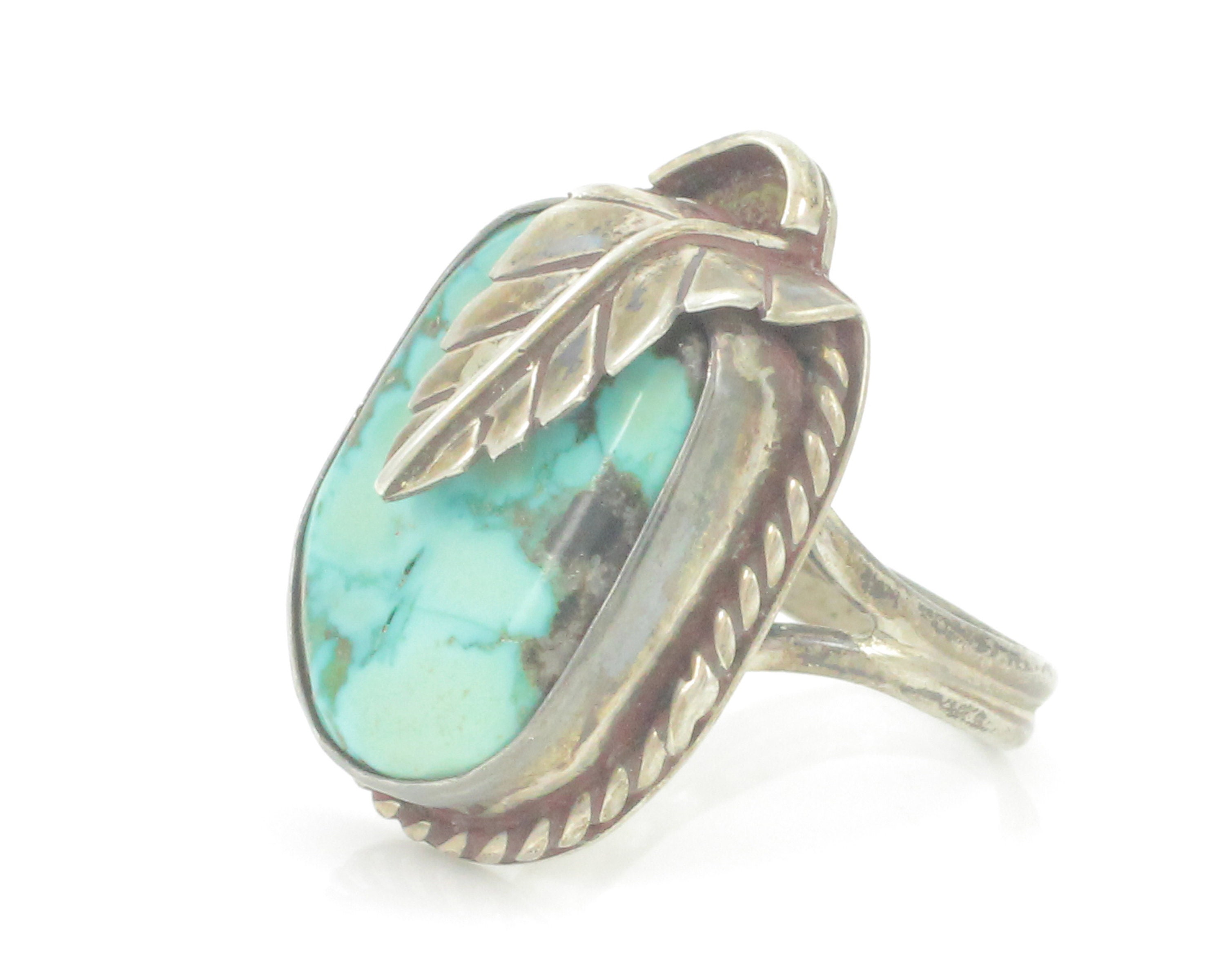Vintage Turquoise Silver Ring, Vintage Southwestern Hand Made Sterling ...