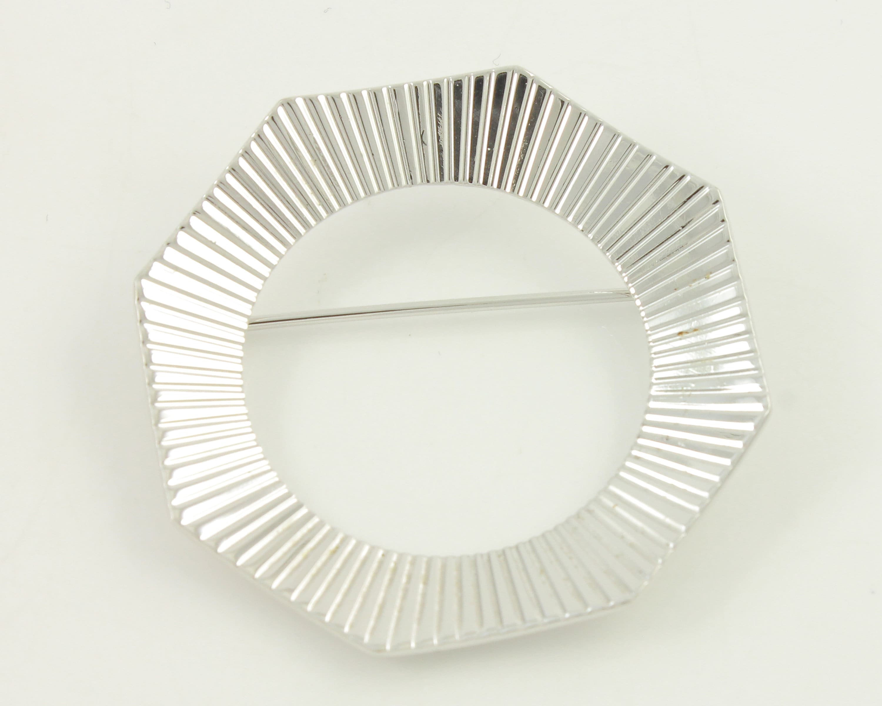 Vintage Napier Sterling Silver Circle Pin, Napier Sterling Ribbed ...