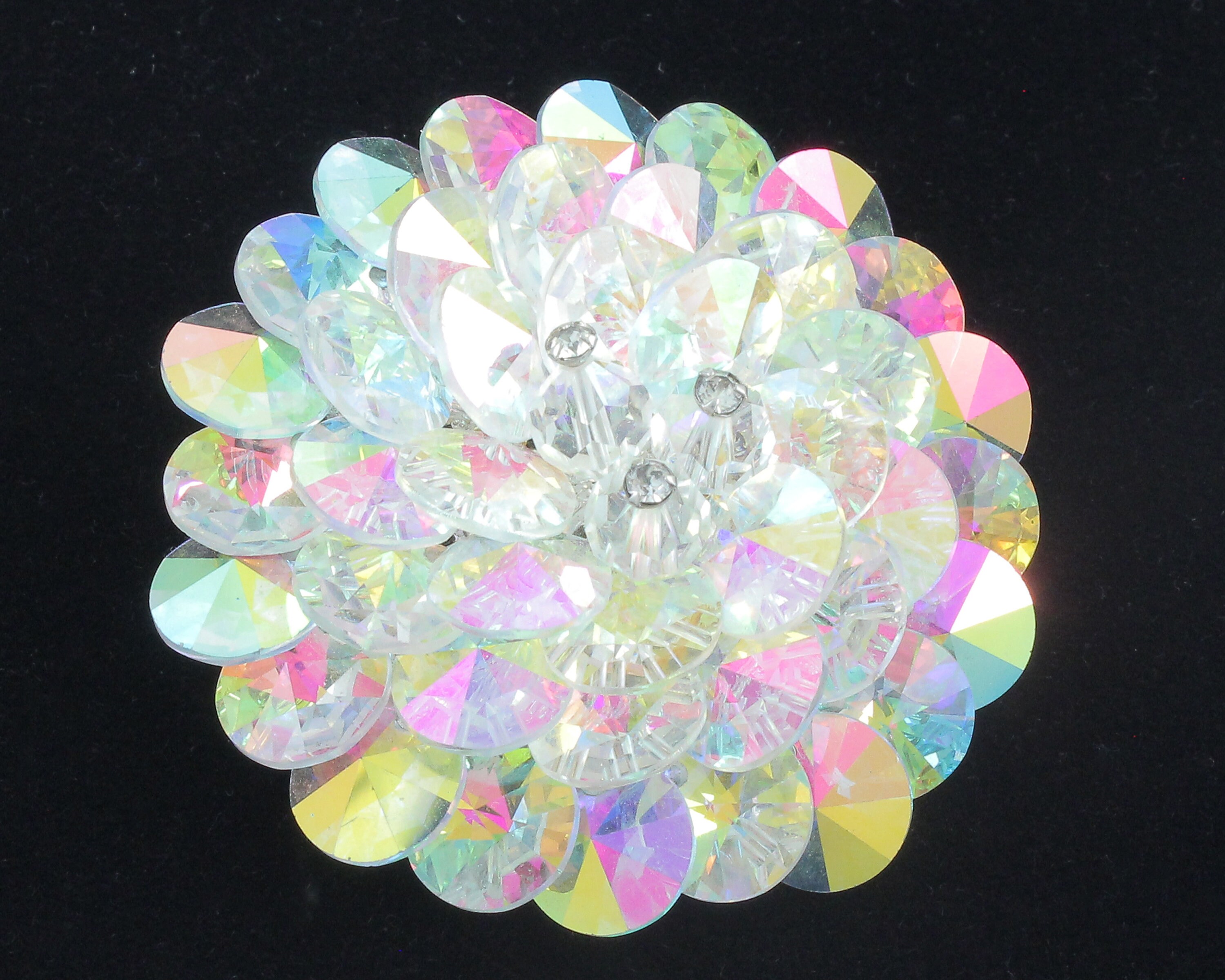 Vintage Aurora Borealis Rhinestone Brooch, Vintage Marguerite Crystal ...