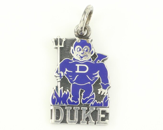 Vintage Duke Blue Devil Sterling Enamel Bracelet Charm, 1960s Sterling ...