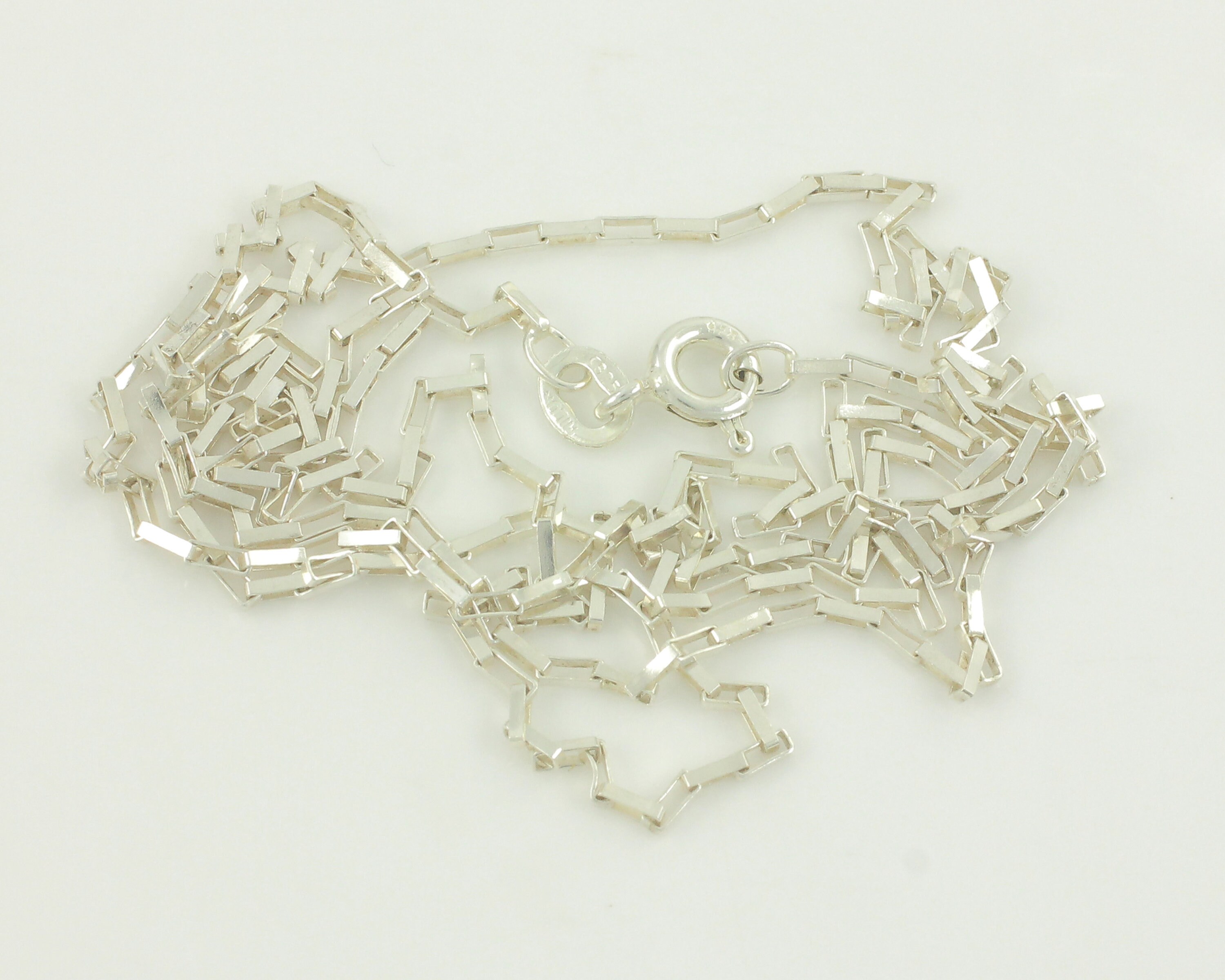 Vintage 925 Silver 24 Inch Paper Clip Chain, 1980s Sterling Paper Clip ...