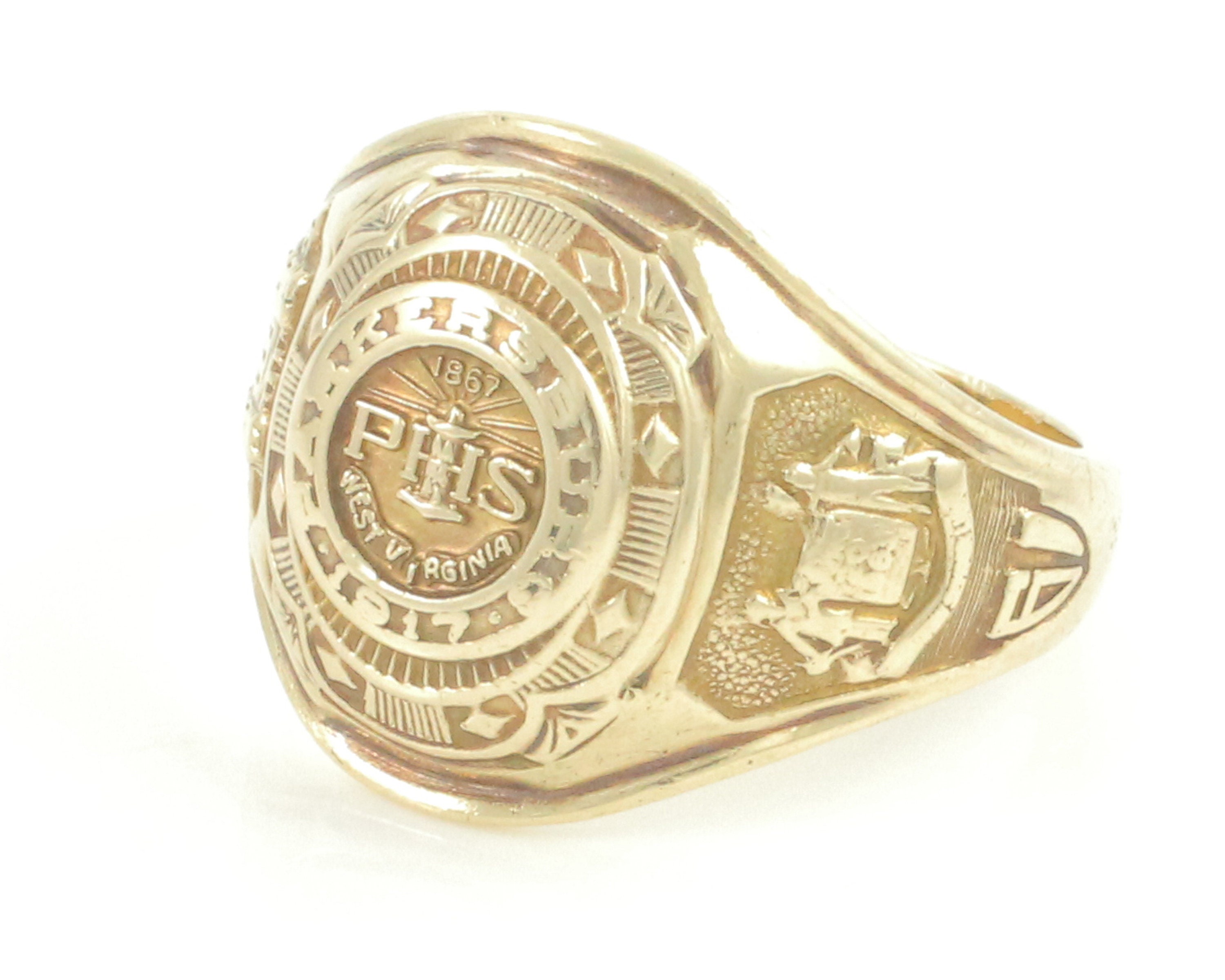 Gold Class Ring 1961 Parkersburg High School, 10K Yellow Gold Balfour ...