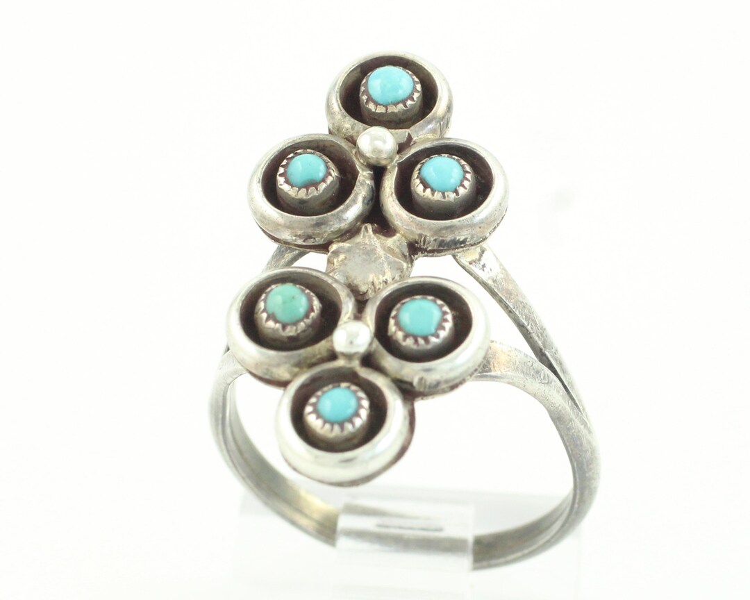 Vintage Sterling Silver Snake Eye Turquoise Ring - Size 5 Southwestern ...