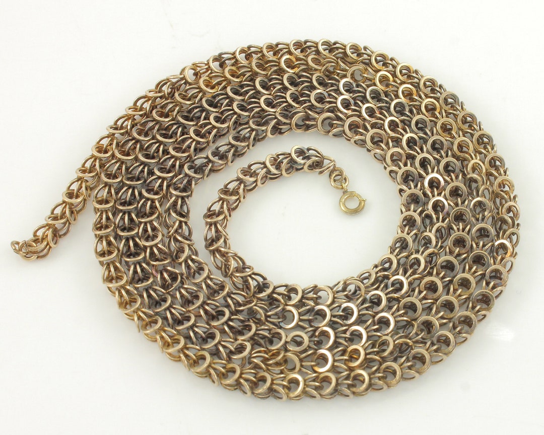 Victorian Fancy Loop Link 42 Inch Long Chain, Antique Gold Filled ...
