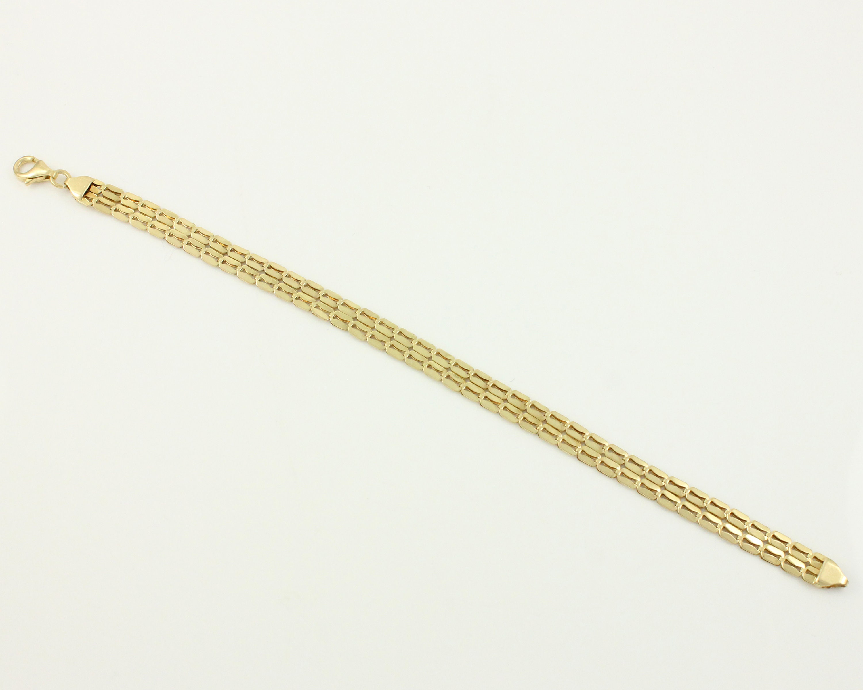 Vintage 14K Yellow Gold Flat Link Bracelet, 7.5 inch Flat Chain Solid ...