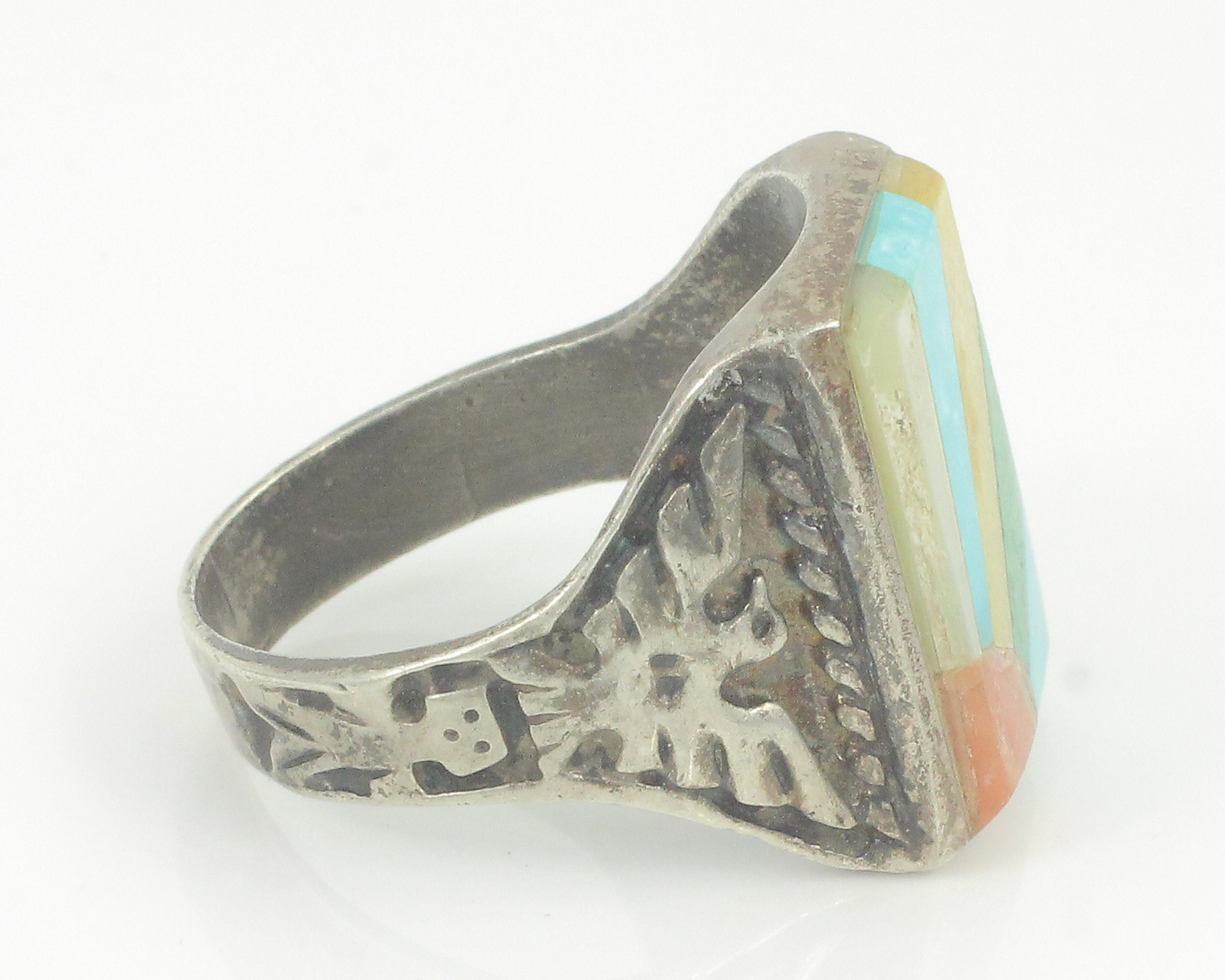 Vintage Sterling Silver Turquoise Shell Inlay Ring, Vintage ...