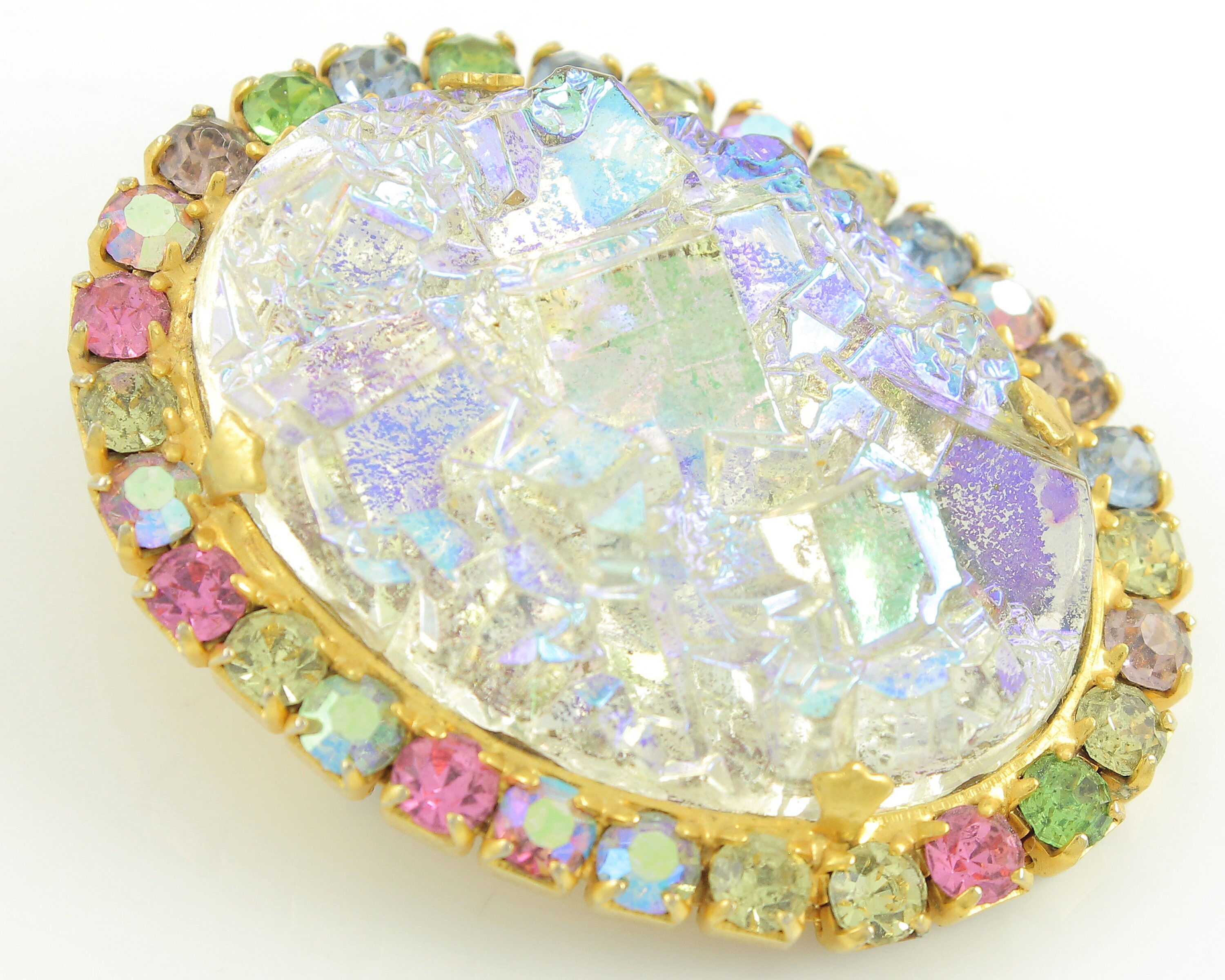 Juliana Brooch Geode Glass Crystal Pastel Rhinestone Frame Brooch -Oval ...