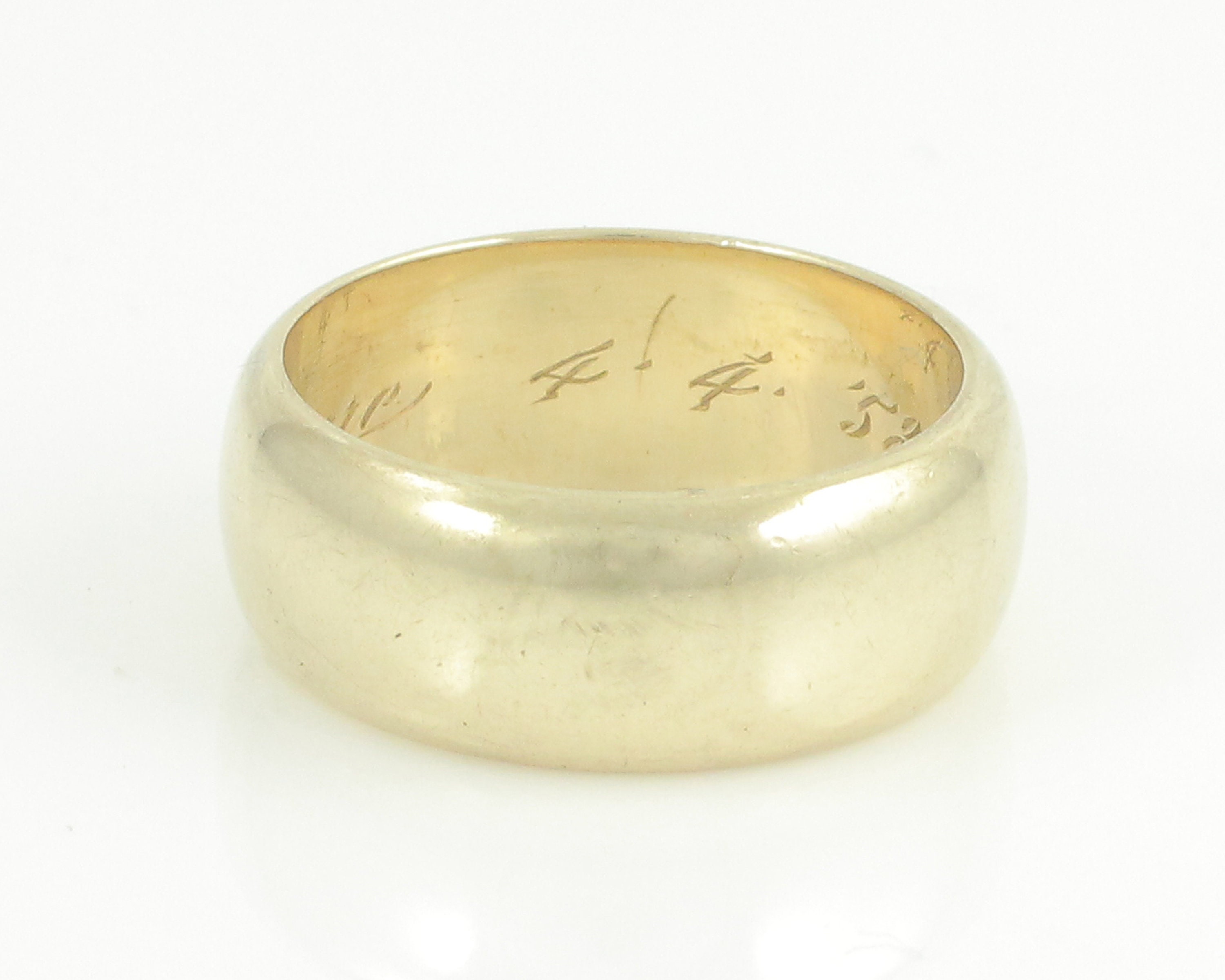 Vintage 14K Gold Wide Domed Wedding Band, 1950s Solid 14K Yellow Gold 7 ...