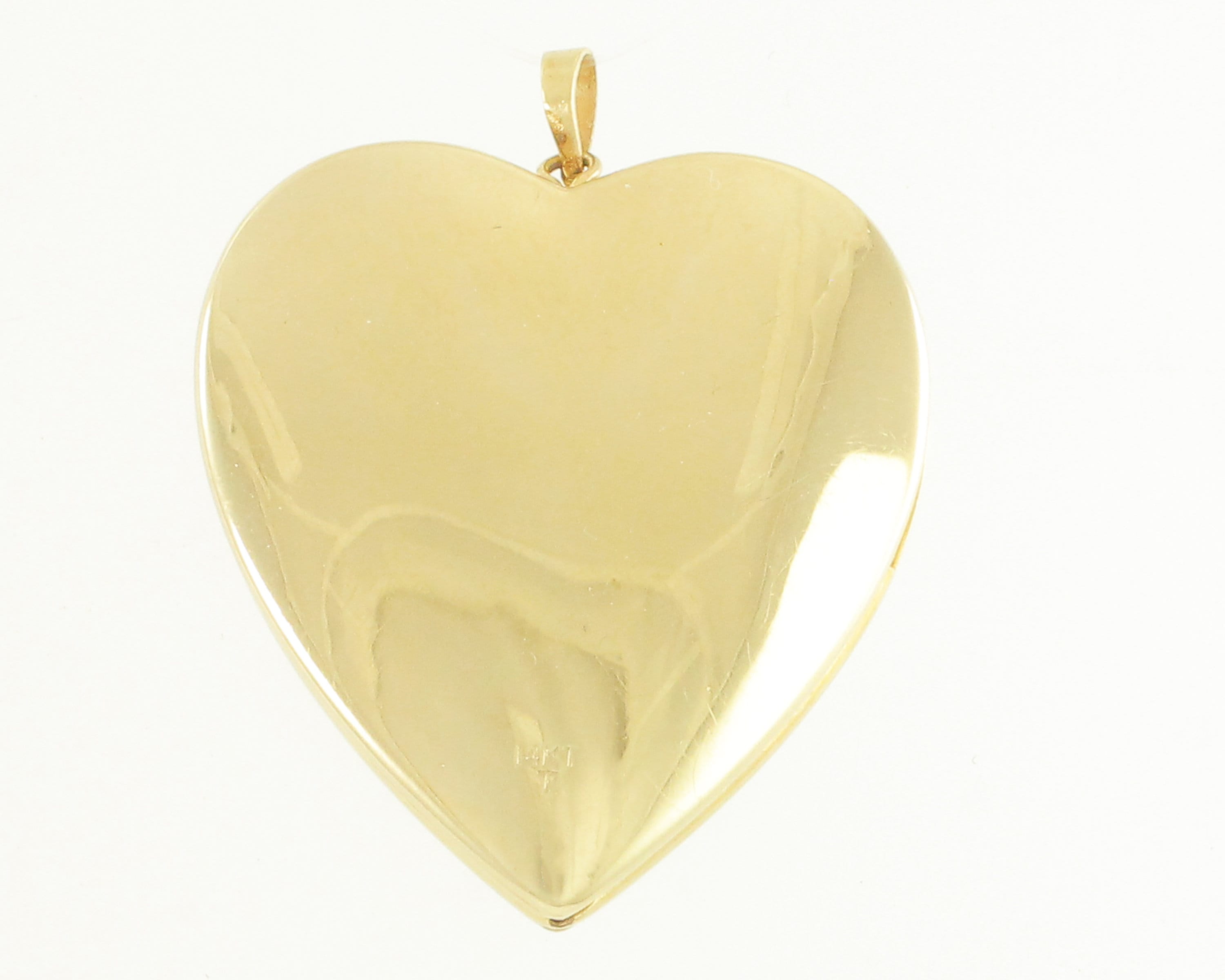 Large Vintage 14K Gold Heart Locket Pendant Hand Engraved Flowers - 585 ...