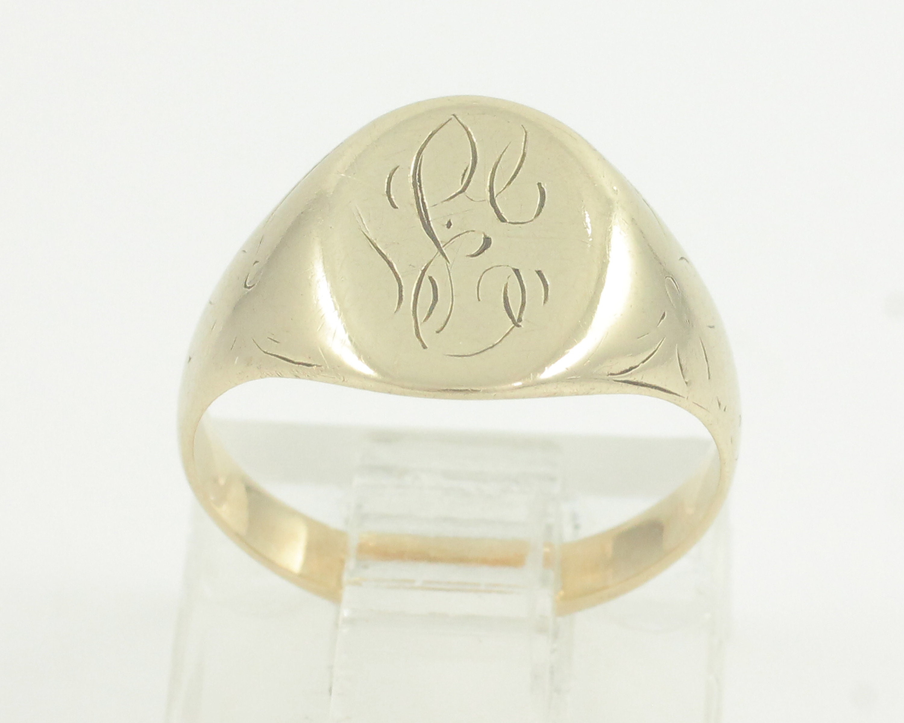 Vintage 10K Oval Signet Ring, Edwardian 10K Gold Youth Signet Ring, 10K ...