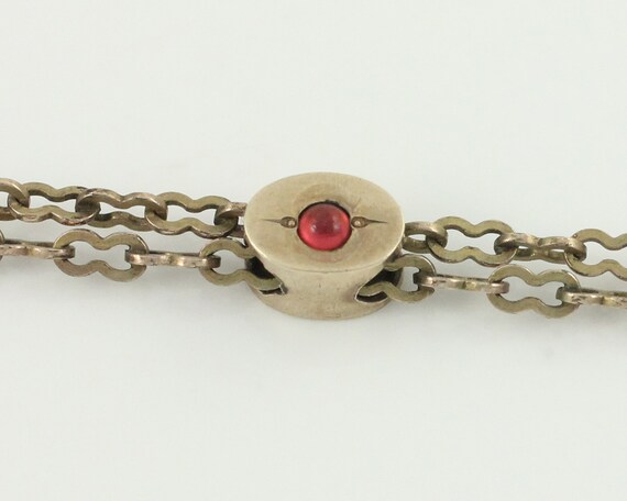 Antique Watch Chain, Victorian Red Glass Gold Filled … - Gem