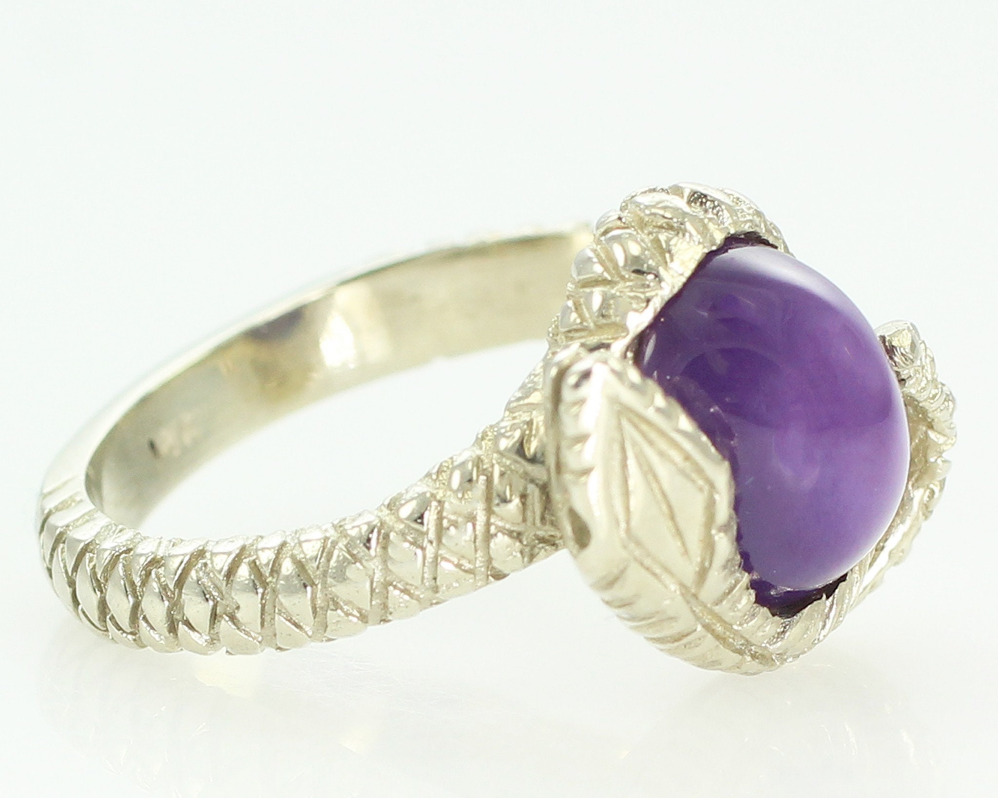 Vintage Snake Ring 14k White Gold Linde Star Ruby - Lab Created Star ...