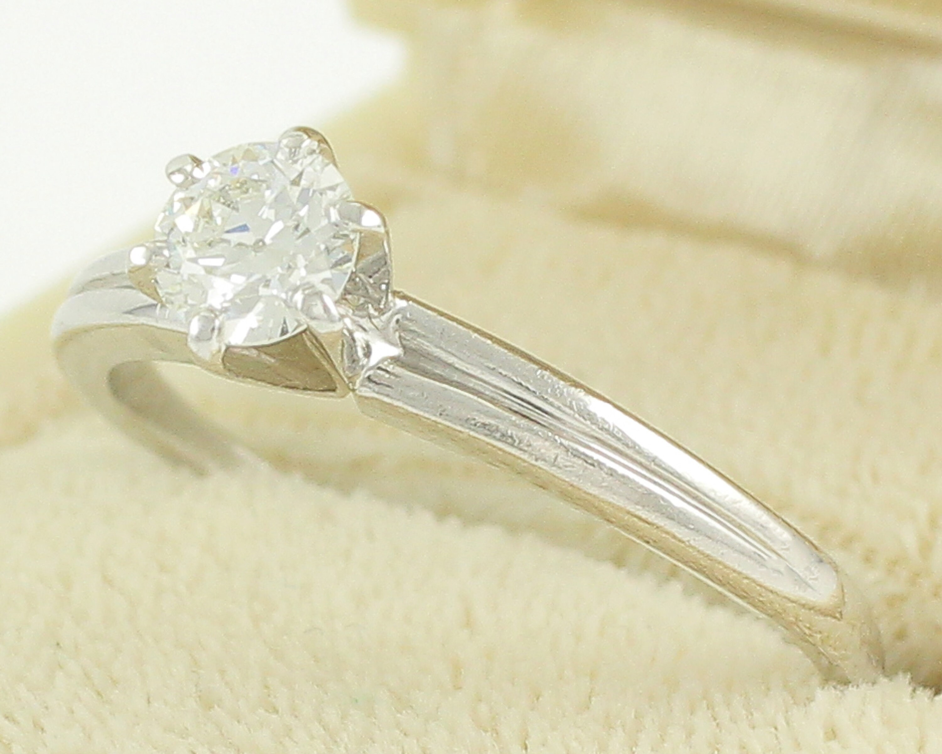 Platinum .50 CT Diamond Solitaire Engagement Ring - Six Prong ...