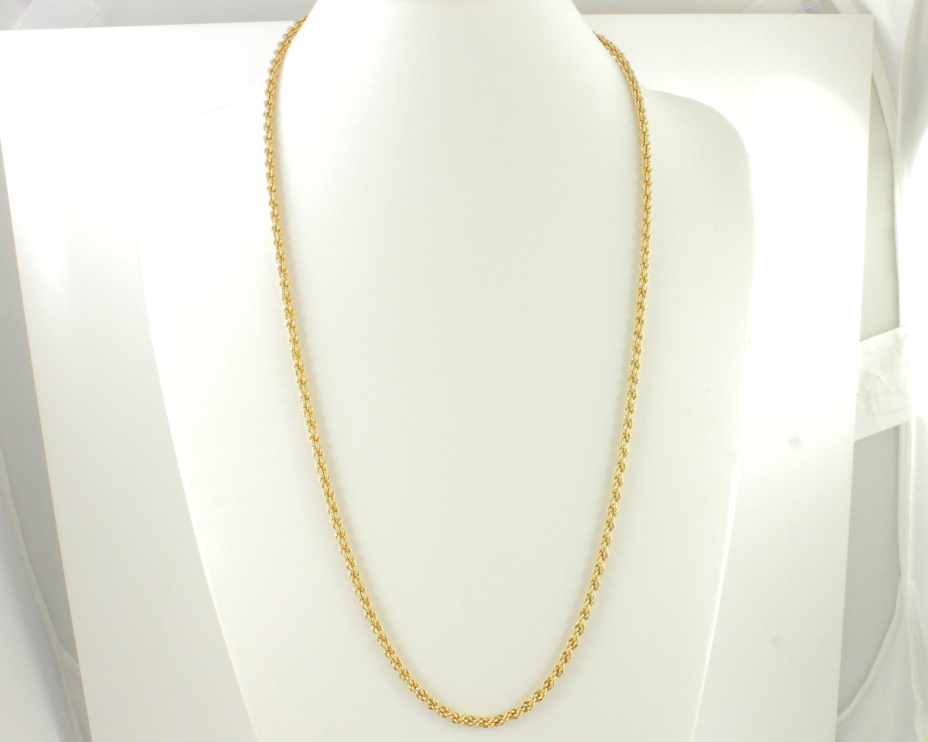 Vintage Eighties Monet Gold Tone Rope Chain Necklace, 30 Inch Long Rope ...