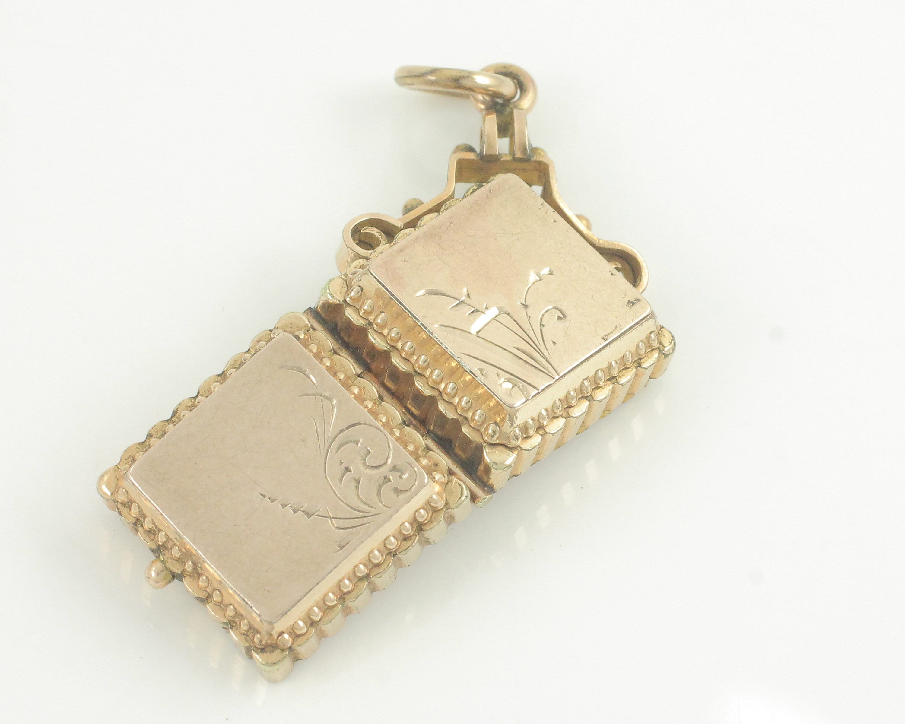 Antique Gold Filled Locket Pocket Watch Fob, Engraved Victorian 10K GF ...
