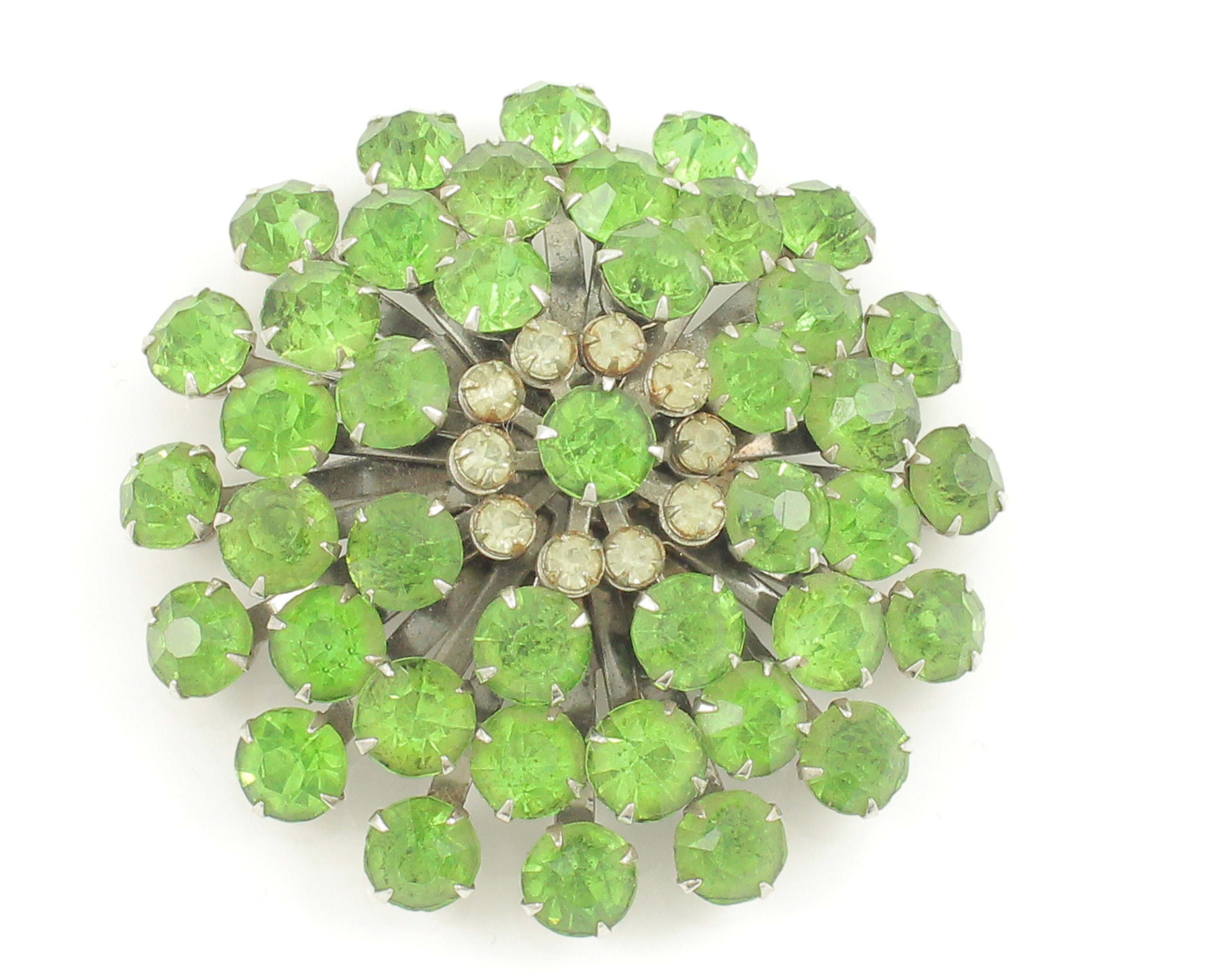 Vintage Coro Green Rhinestone Starburst Brooch, Coro Spring Green Pin ...