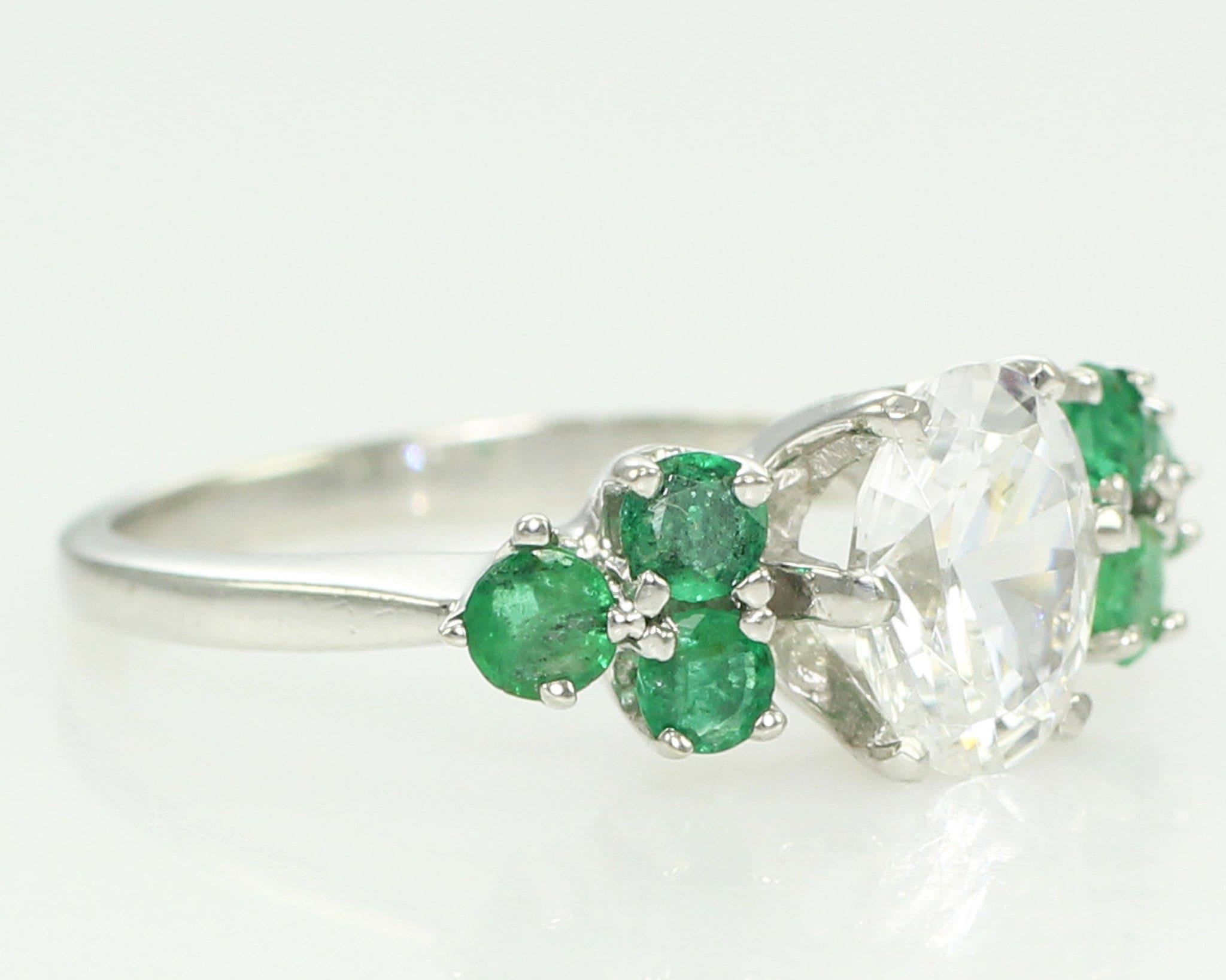Vintage 14K White Gold YAG Lab Created Emerald Engagement Ring ...