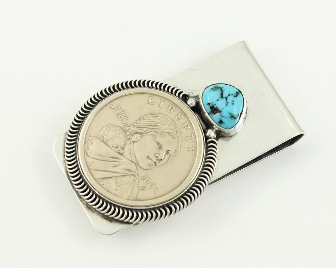 Vintage Sterling Turquoise Sacagawea Dollar Money Clip, 2000 Sacagawea ...