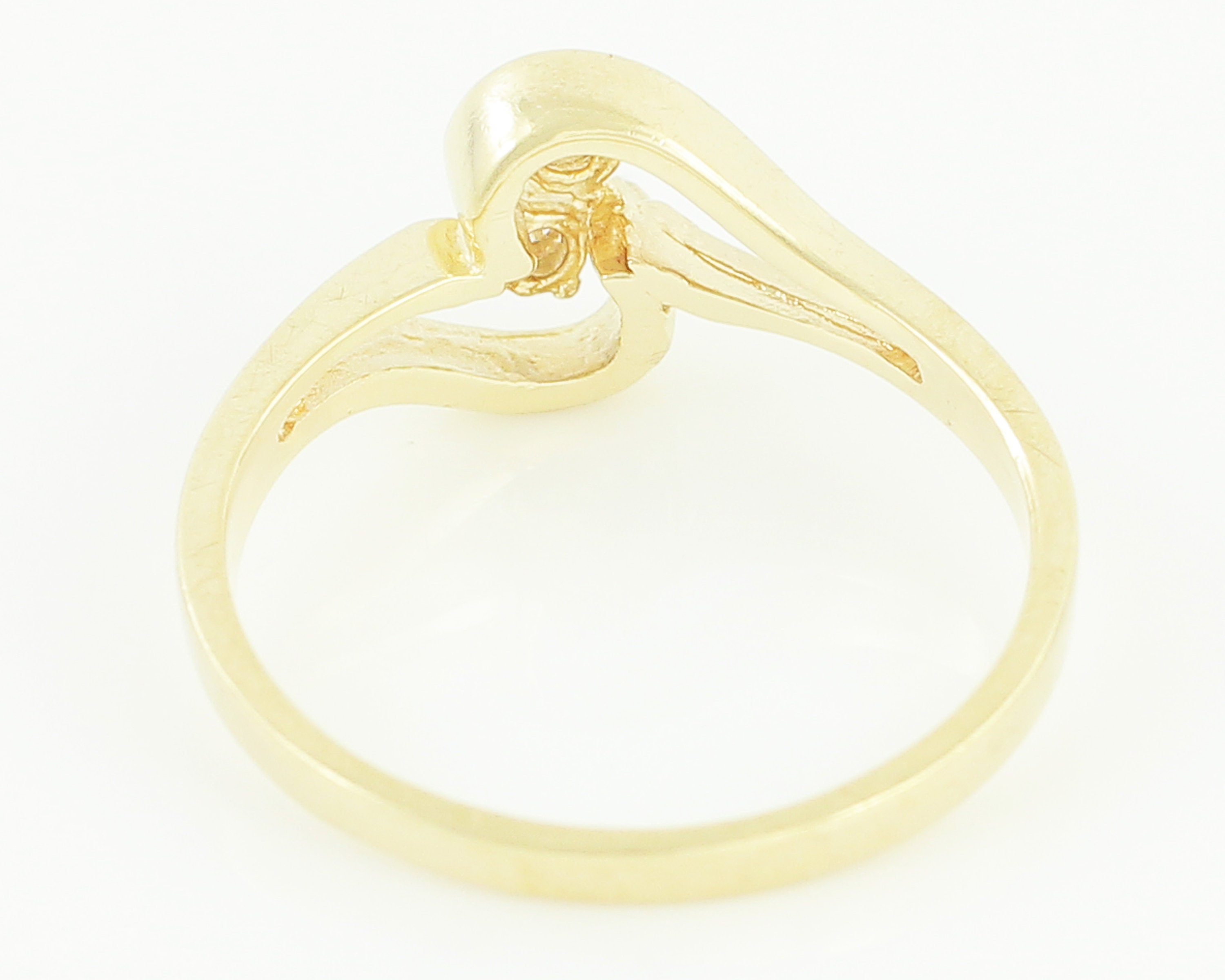 Eighties 10K Gold .10 CT Diamond Bypass Ring - Dainty 1980s Yellow Gold ...
